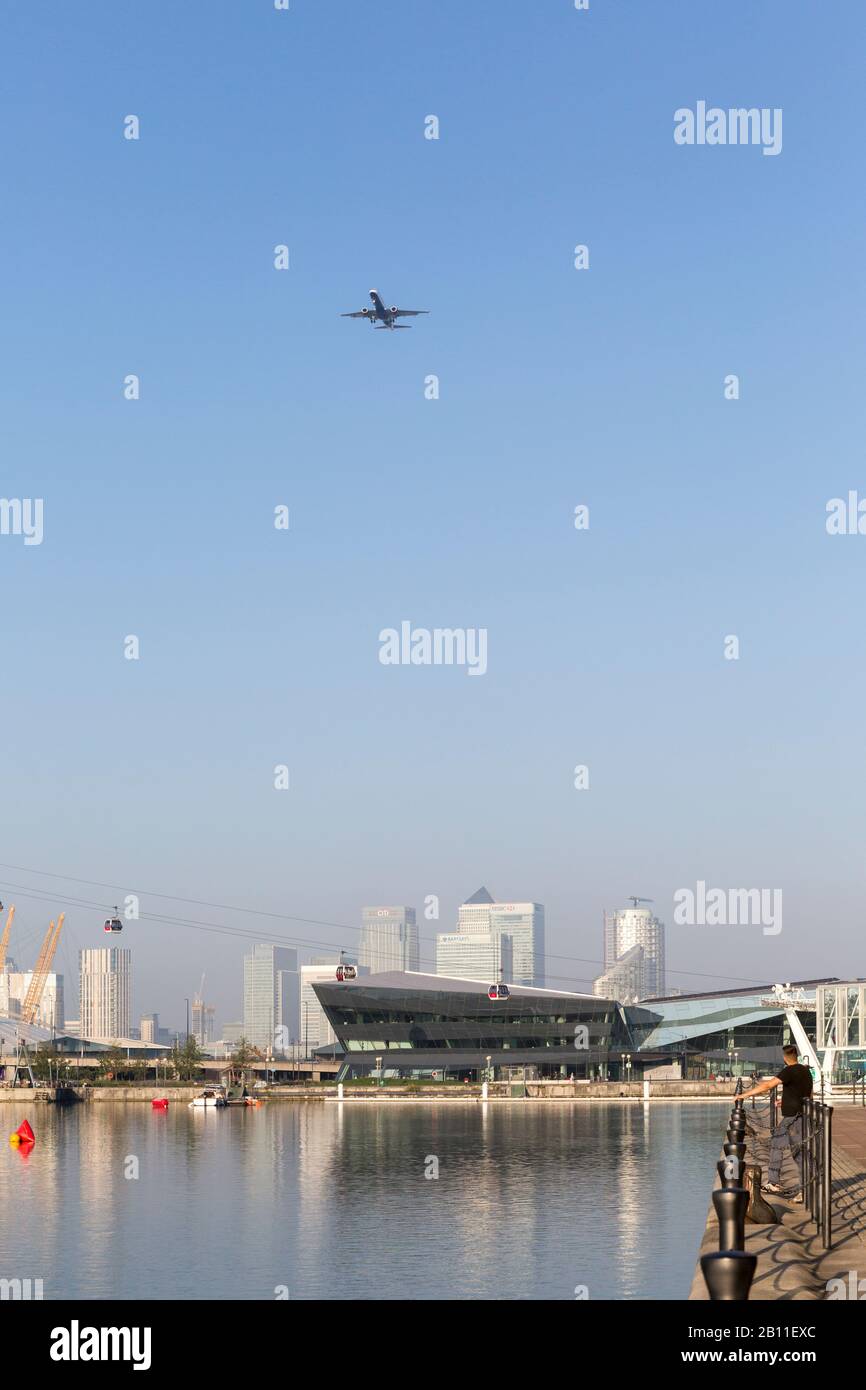 Landing Approach To City Airport London High Resolution Stock ...