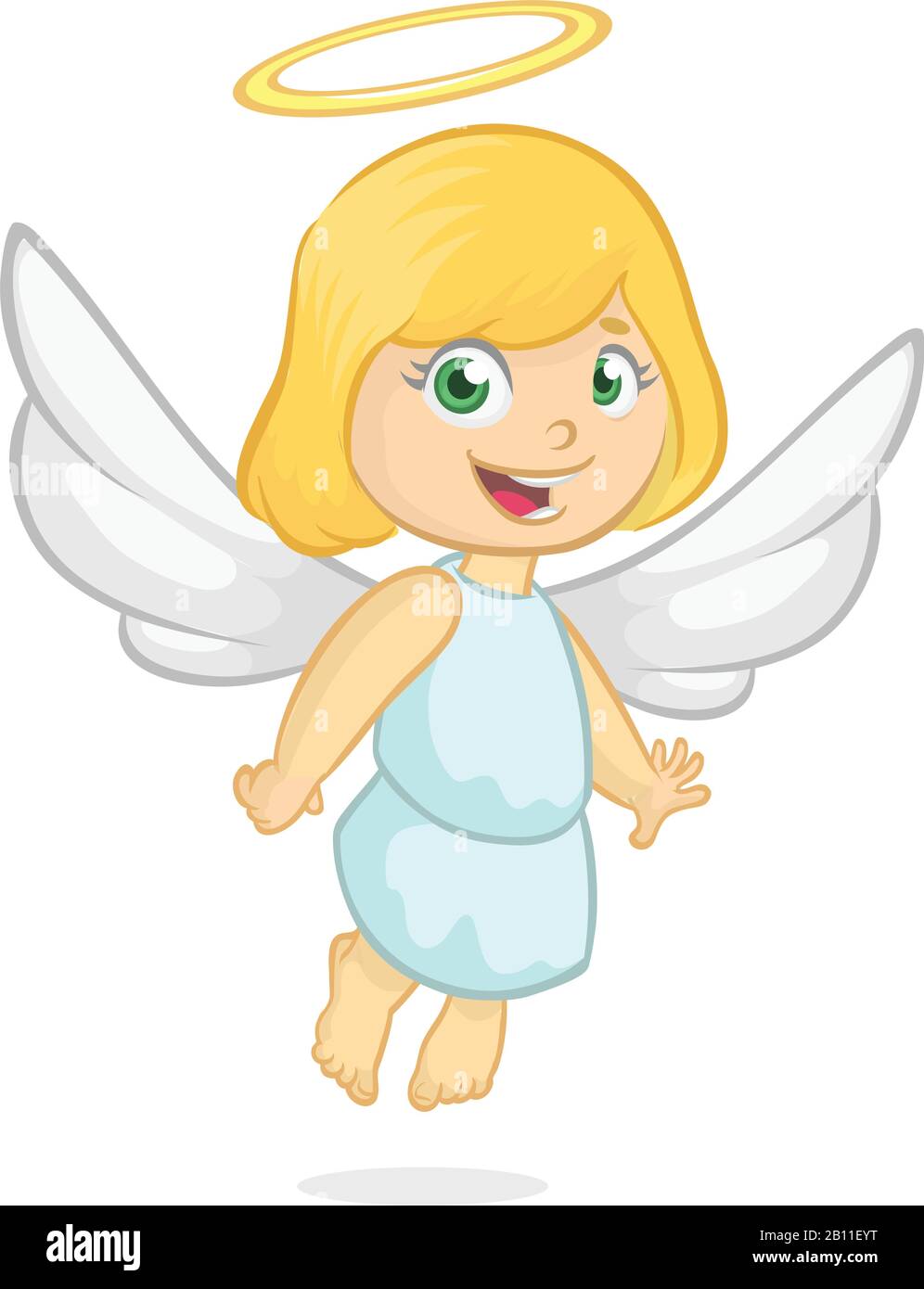 Cartoon cute Christmas flying angel. Vector illustration Stock Vector ...