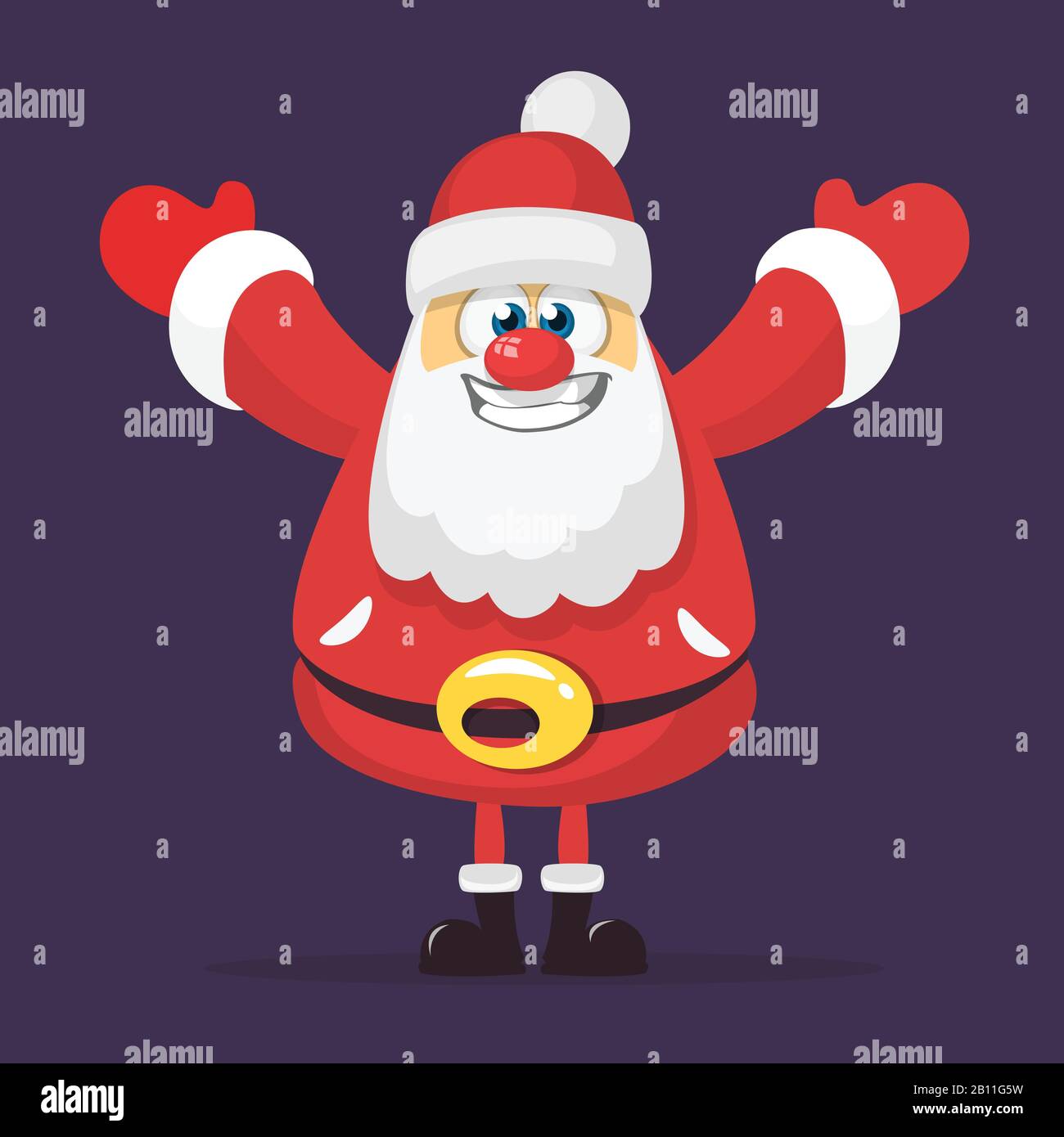 Funny cartoon Santa claus character waving hands isolated white ...