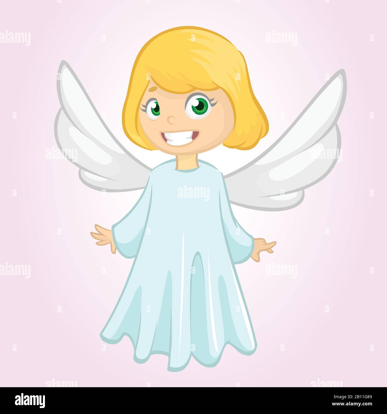 Cartoon cute Christmas flying angel. Vector illustration Stock Vector ...
