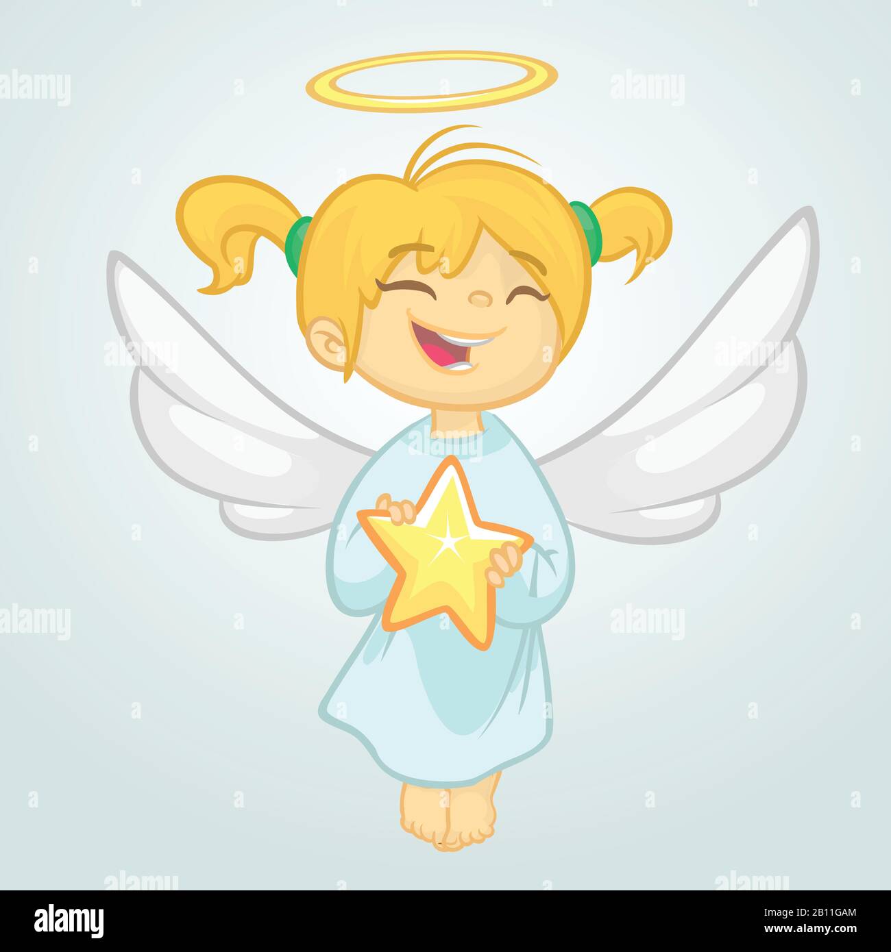 Cartoon cute Christmas flying angel. Vector illustration Stock Vector ...