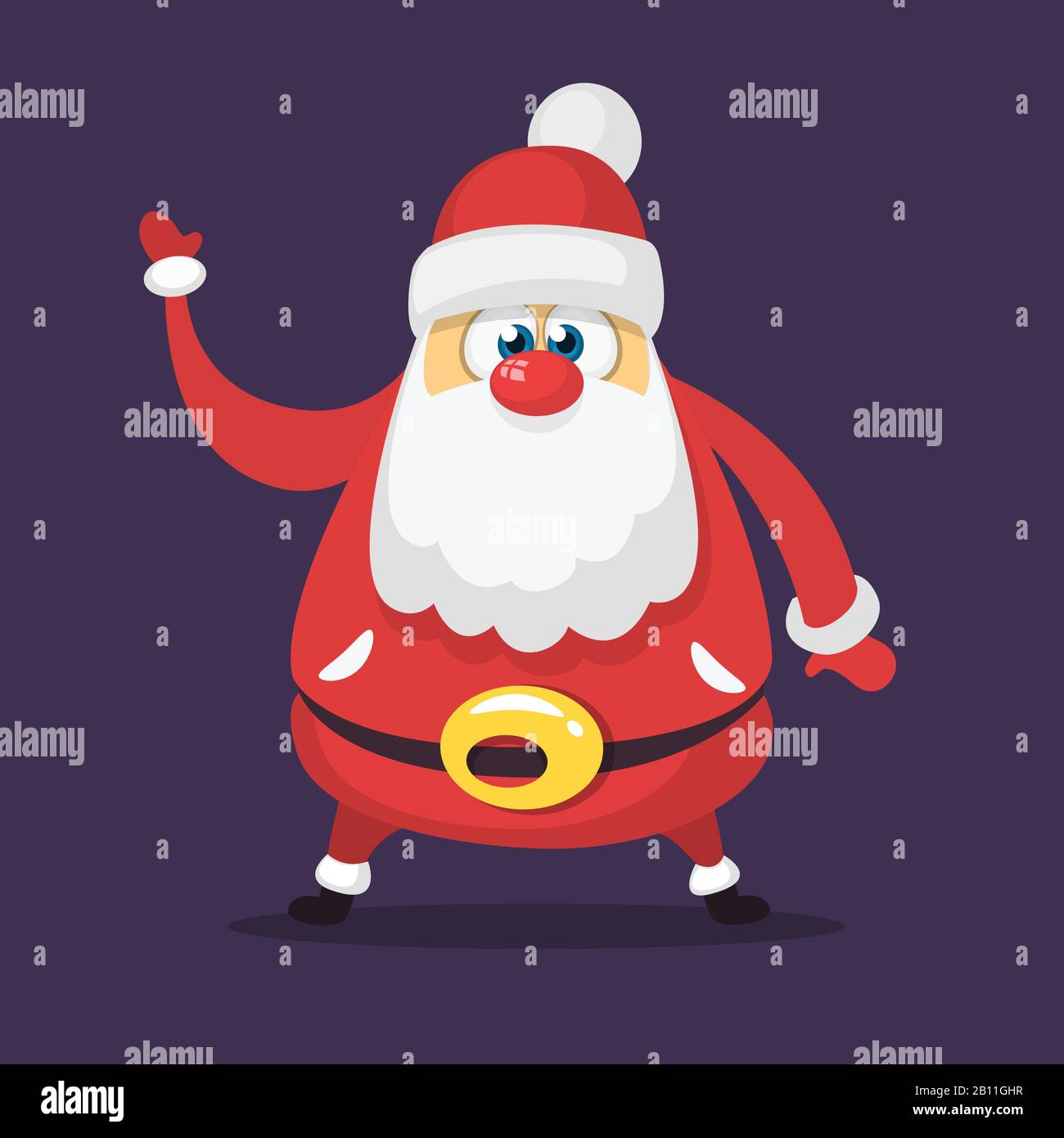 Funny cartoon Santa claus character pointing hand isolated. Vector ...