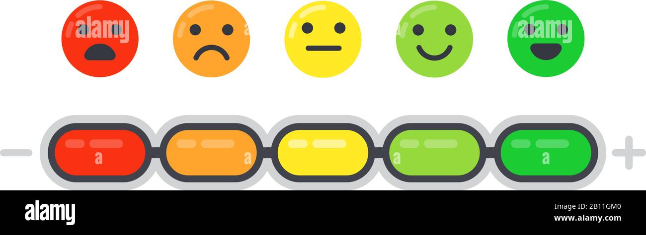 Emotional Scale Mood Indicator Customer Satisfaction Survey And Colored Emotions Emoji