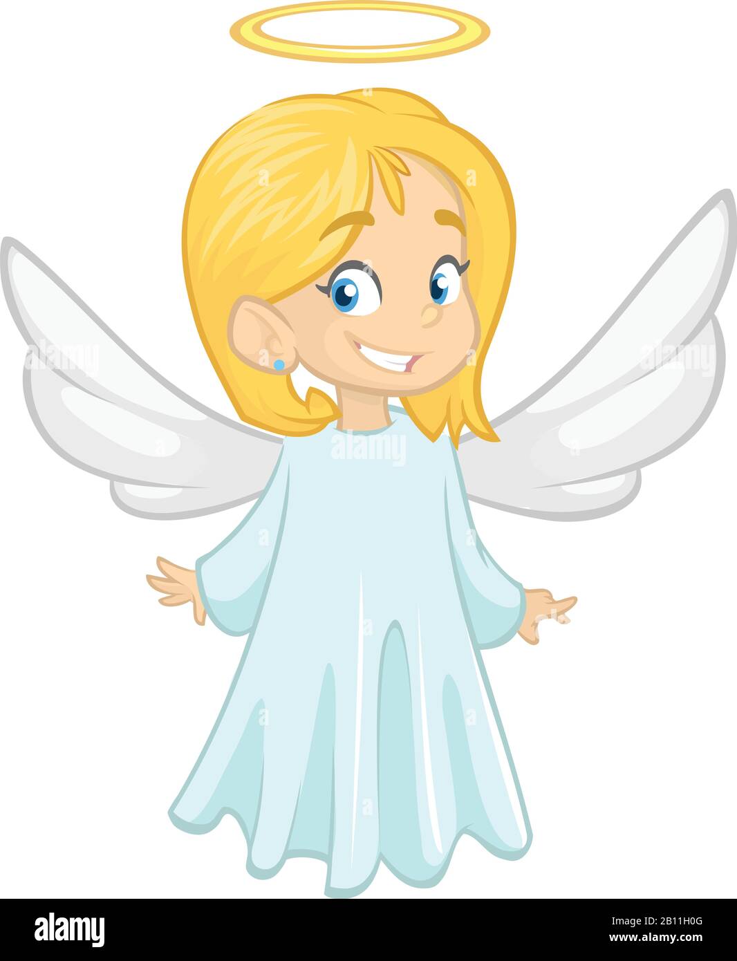 Cute Christmas girl angel character. Vector illustration isolated Stock ...