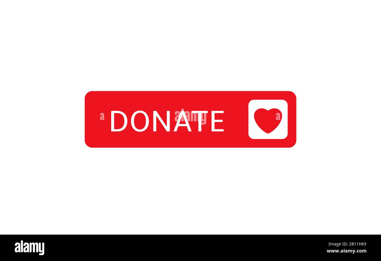 Voluntary and donation concept. Donate button icon. Red button with ...