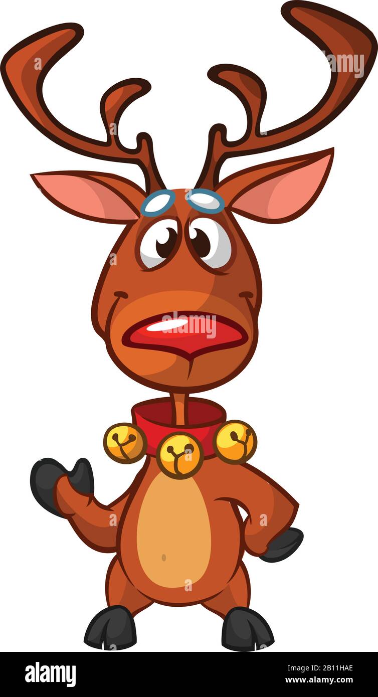 Christmas reindeer with jingle bells collar illustration Stock Vector ...