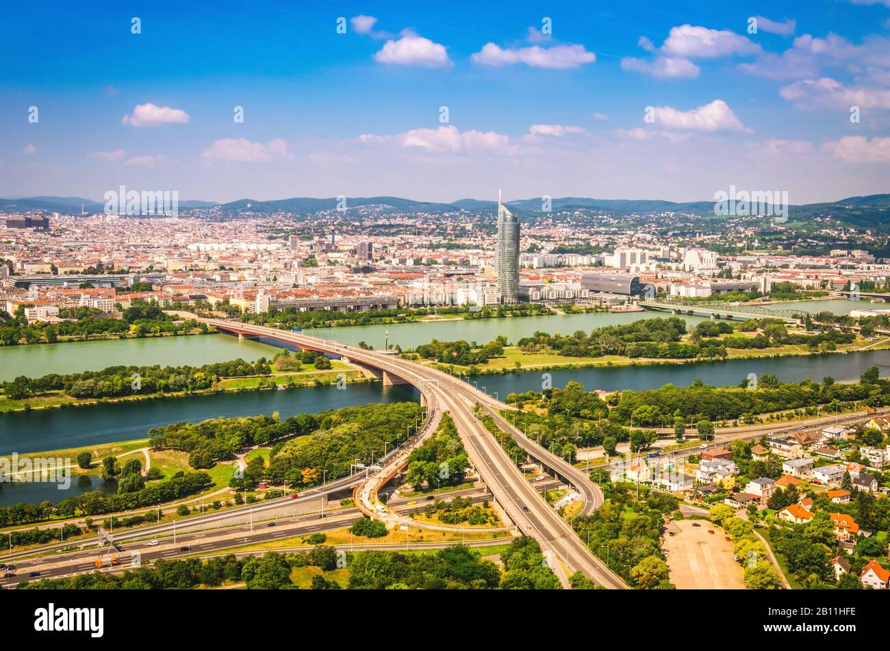 Highway through Danube river in Vienna city Stock Photo - Alamy