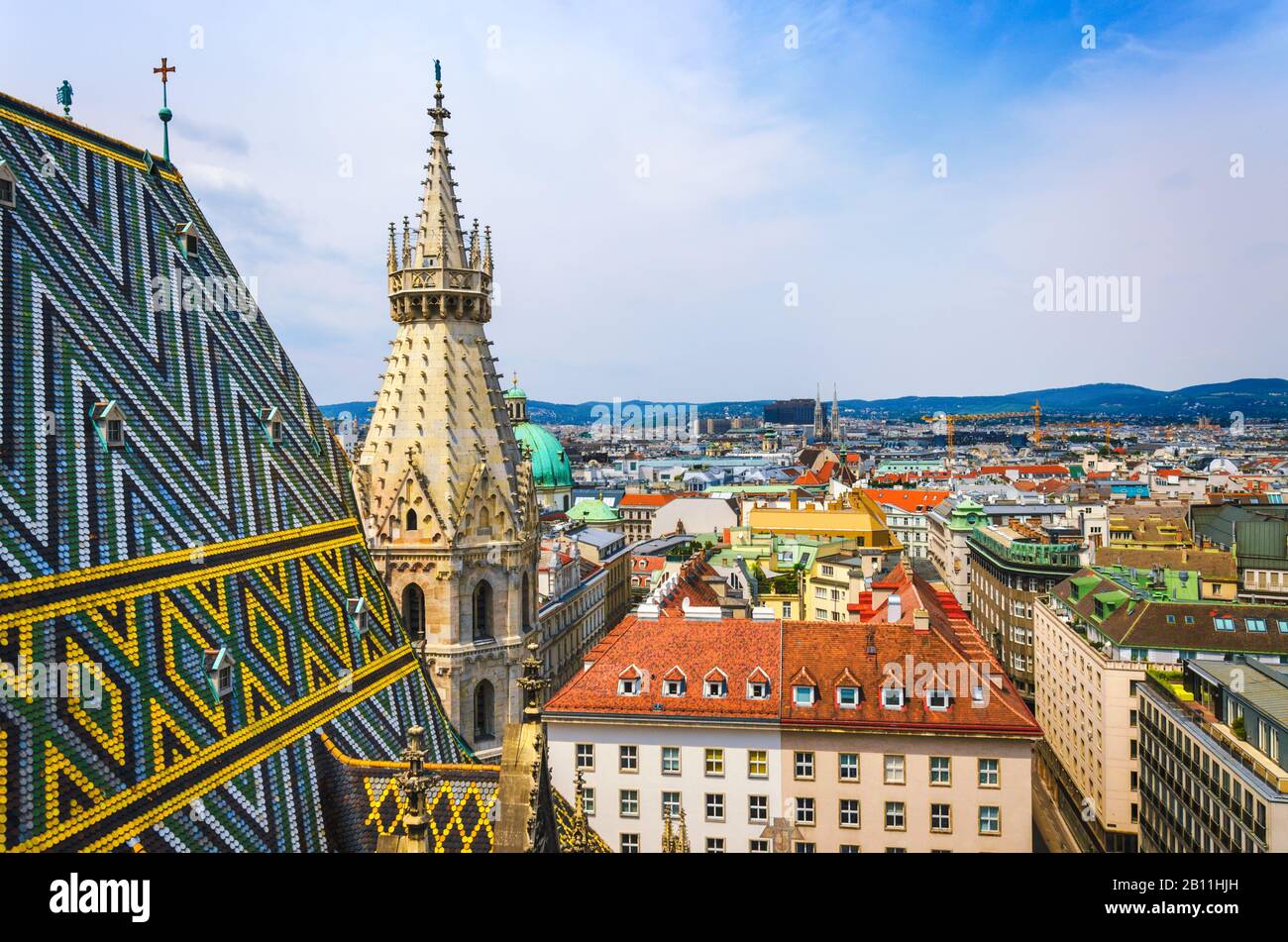 Panoramic view of Vienna old town from St. Stephen's Cathedral Stock ...