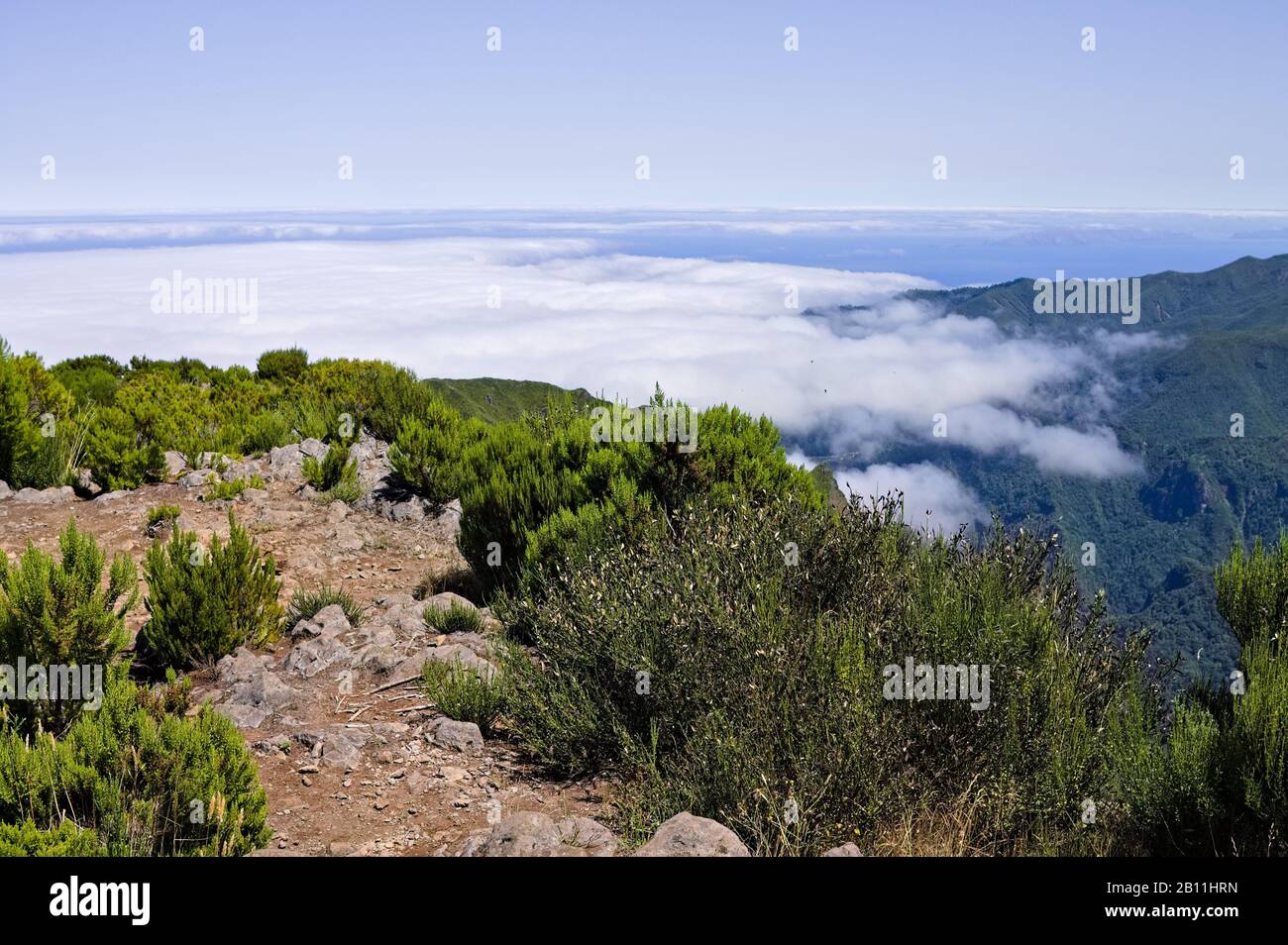 Cloudscape panoramic view from the peak of mountain (Madeira Island ...