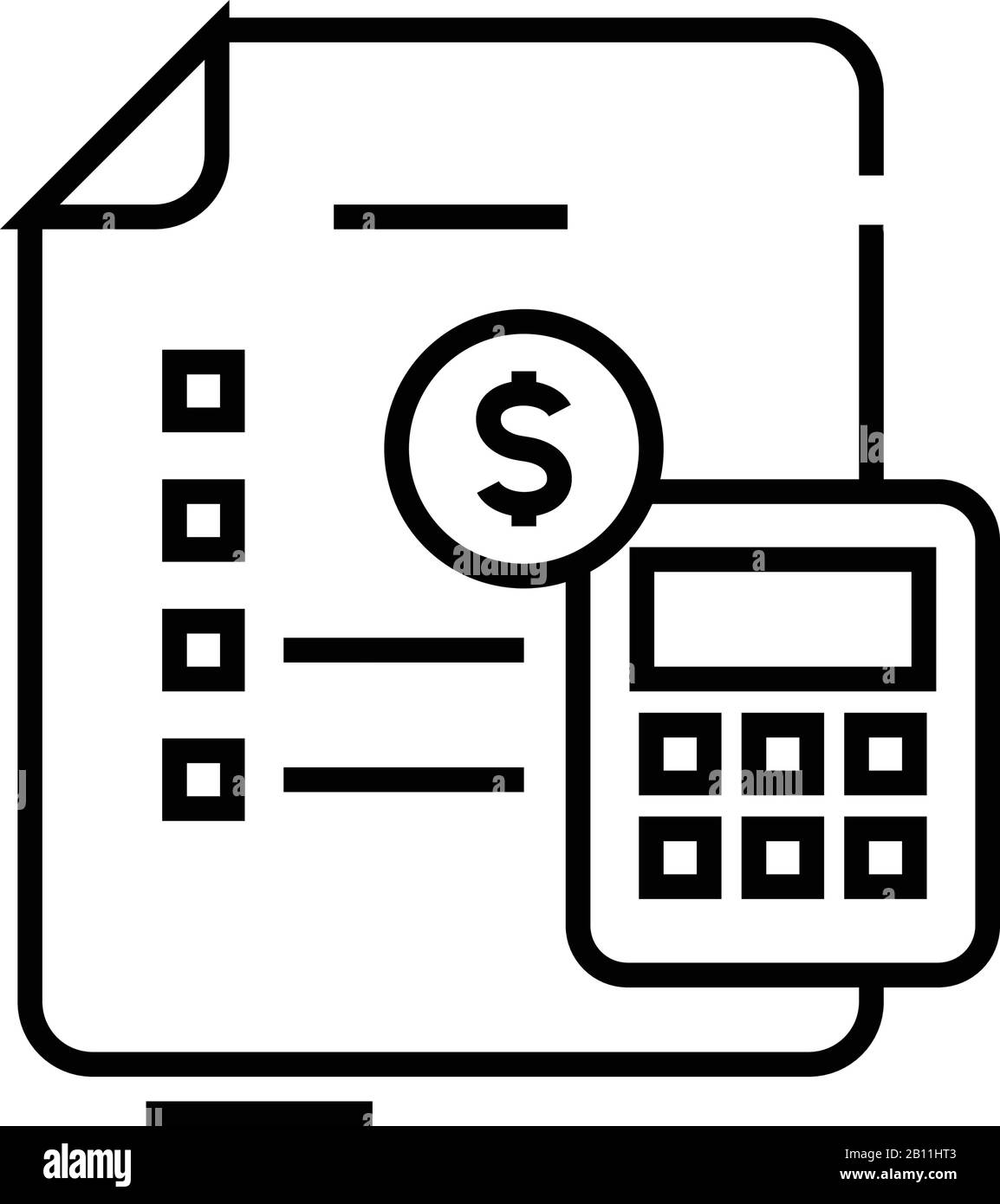 Calculating report line icon, concept sign, outline vector illustration ...