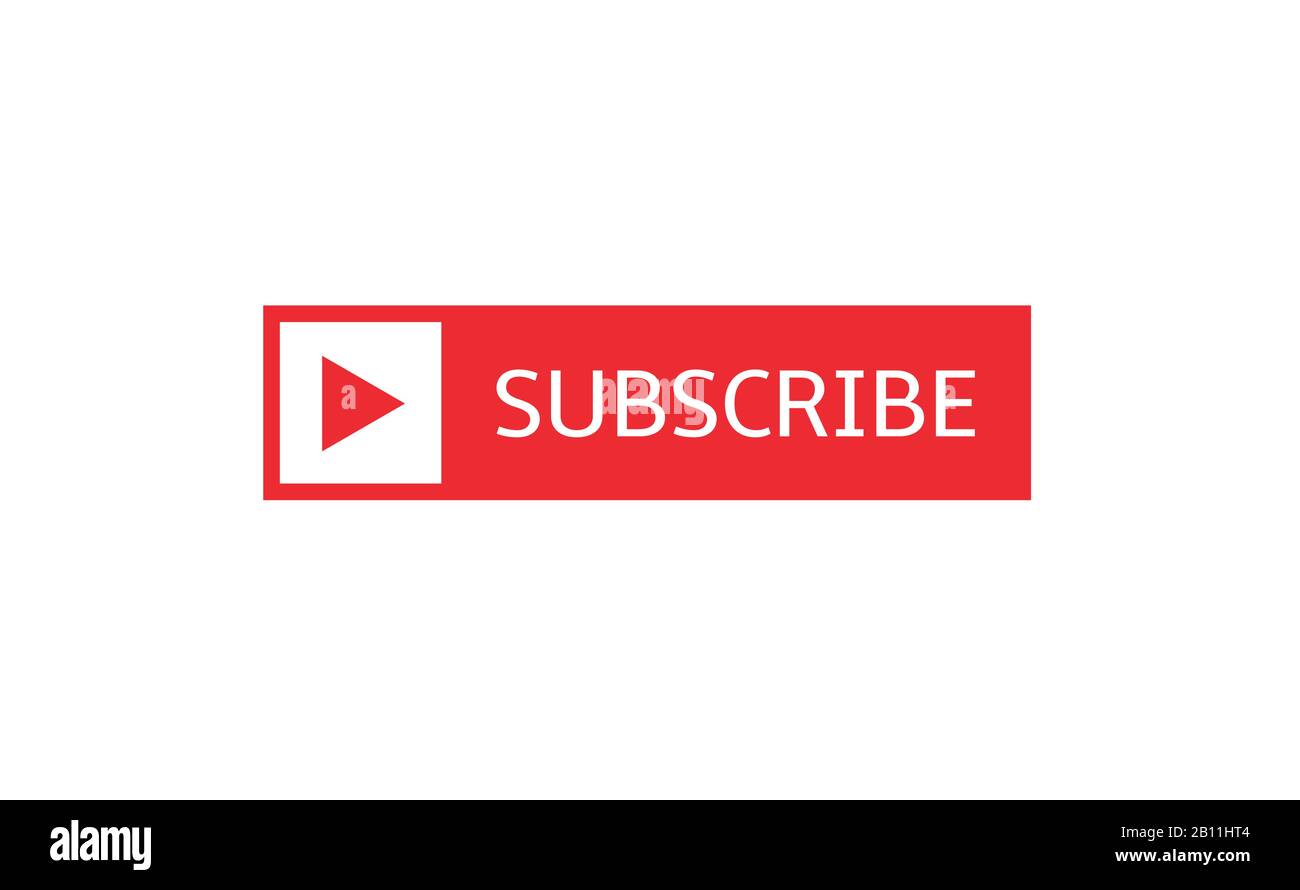 Subscribe banner template. Red Subscribe button with play arrow sign ...