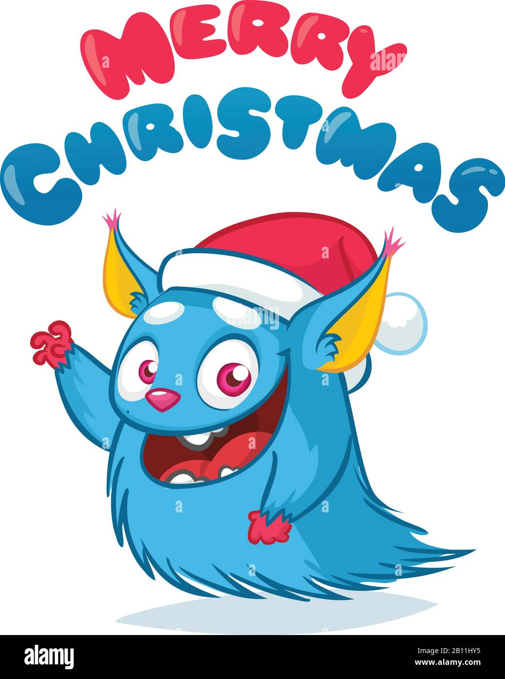 Cute Christmas Monster Vector. Holiday Cartoon Mascot. Isolated On ...