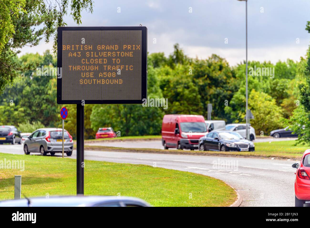 digital road traffic information display message british grand prix silverstone on road in ...