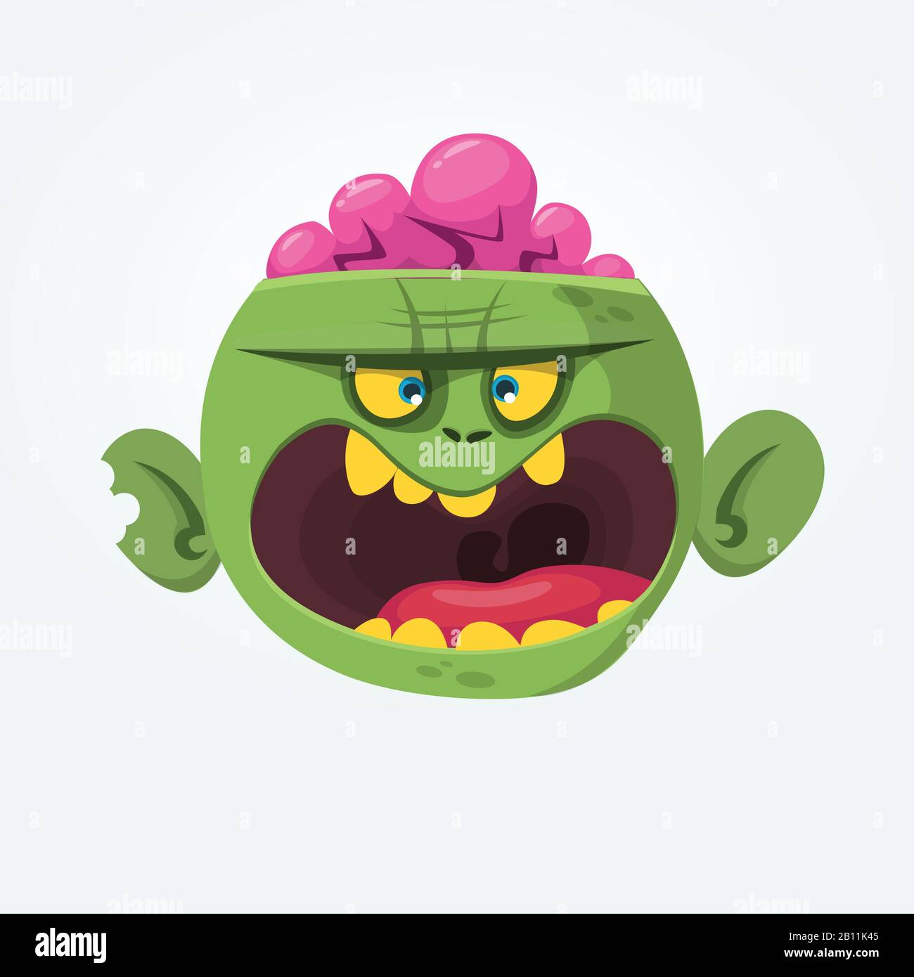 Cartoon funny zombie. Halloween vector illustration of angry zombie ...