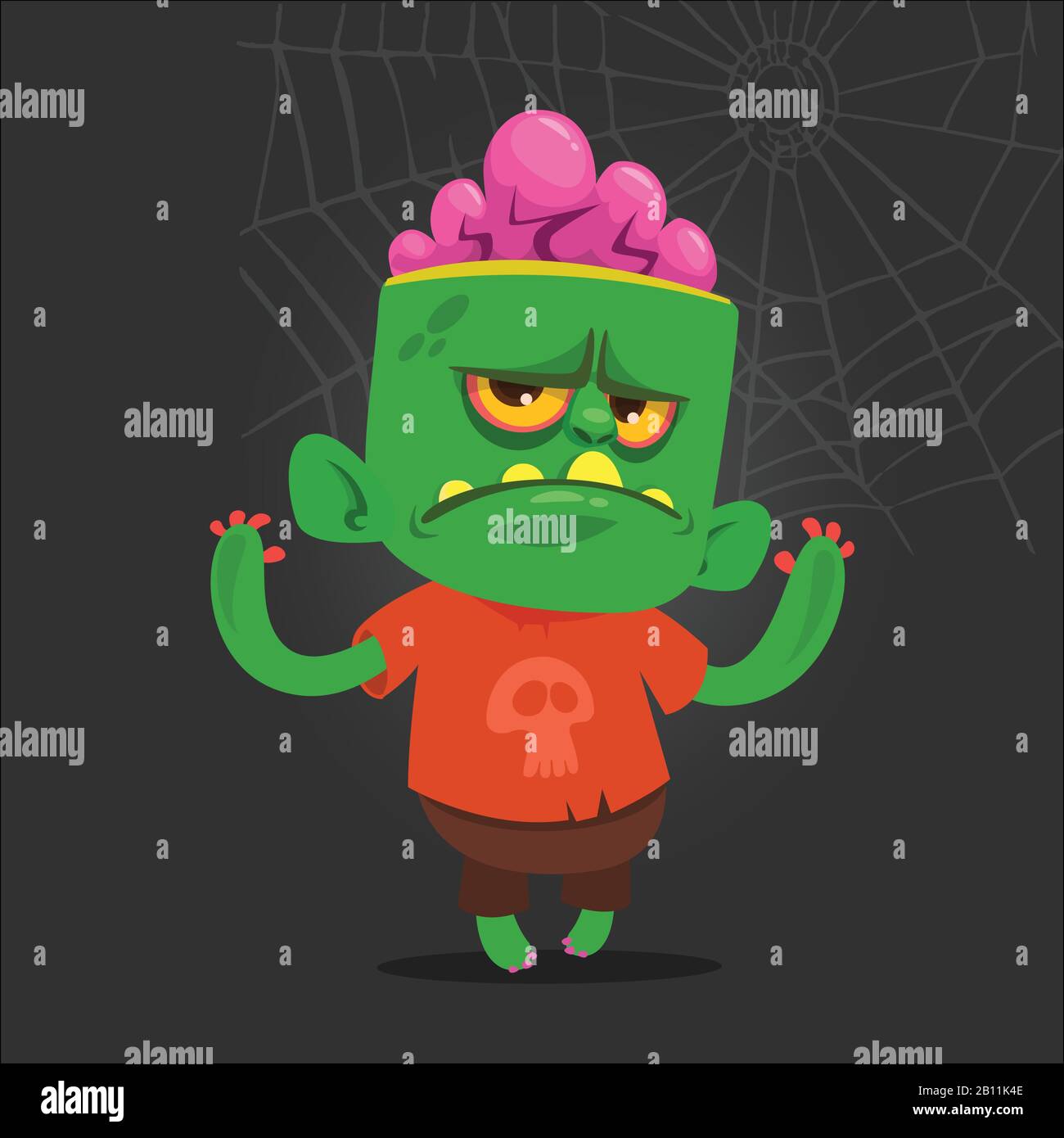 Cartoon angry cute zombie character design. Halloween vector ...