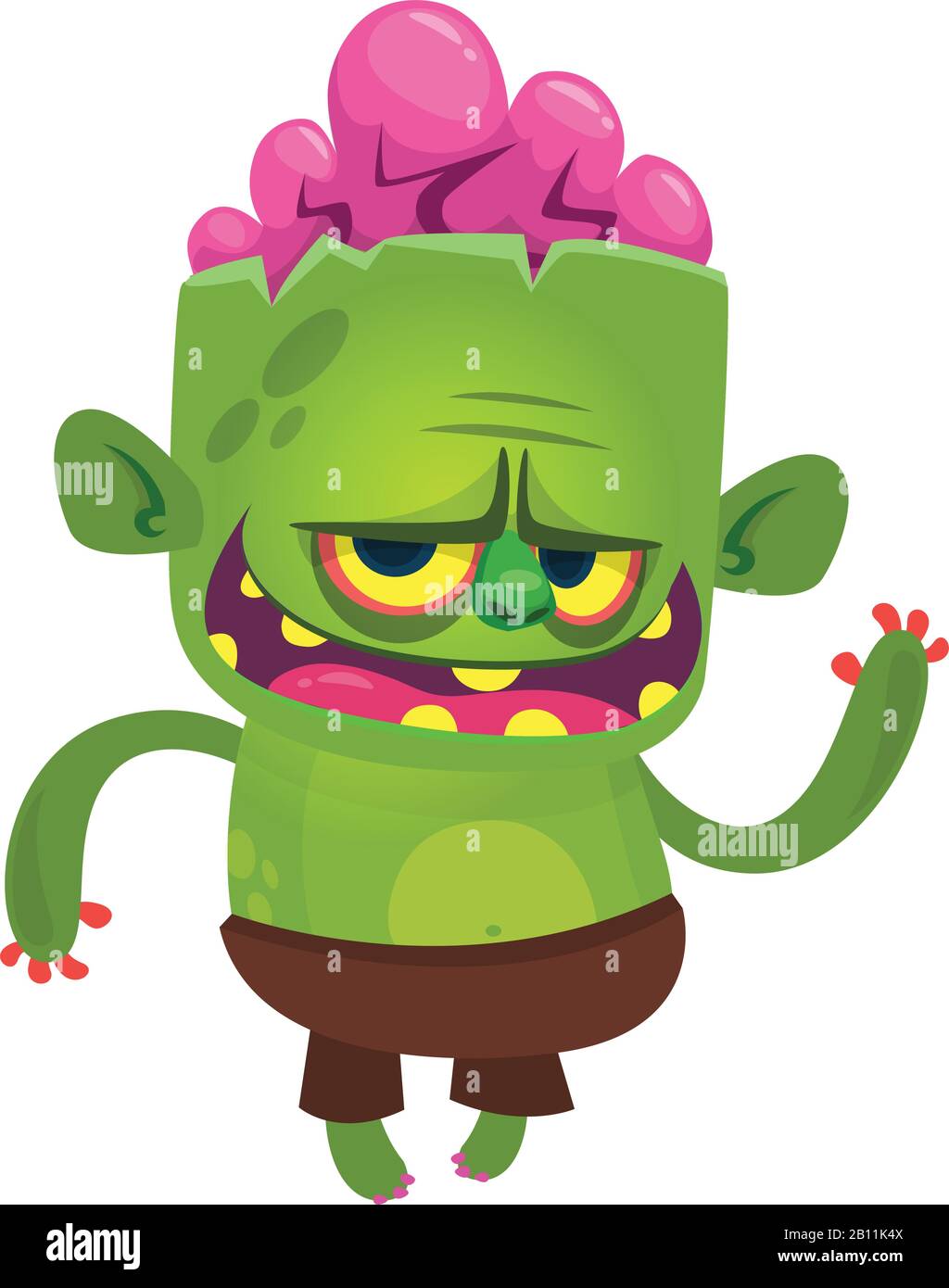 Cartoon angry cute zombie character design. Halloween vector ...