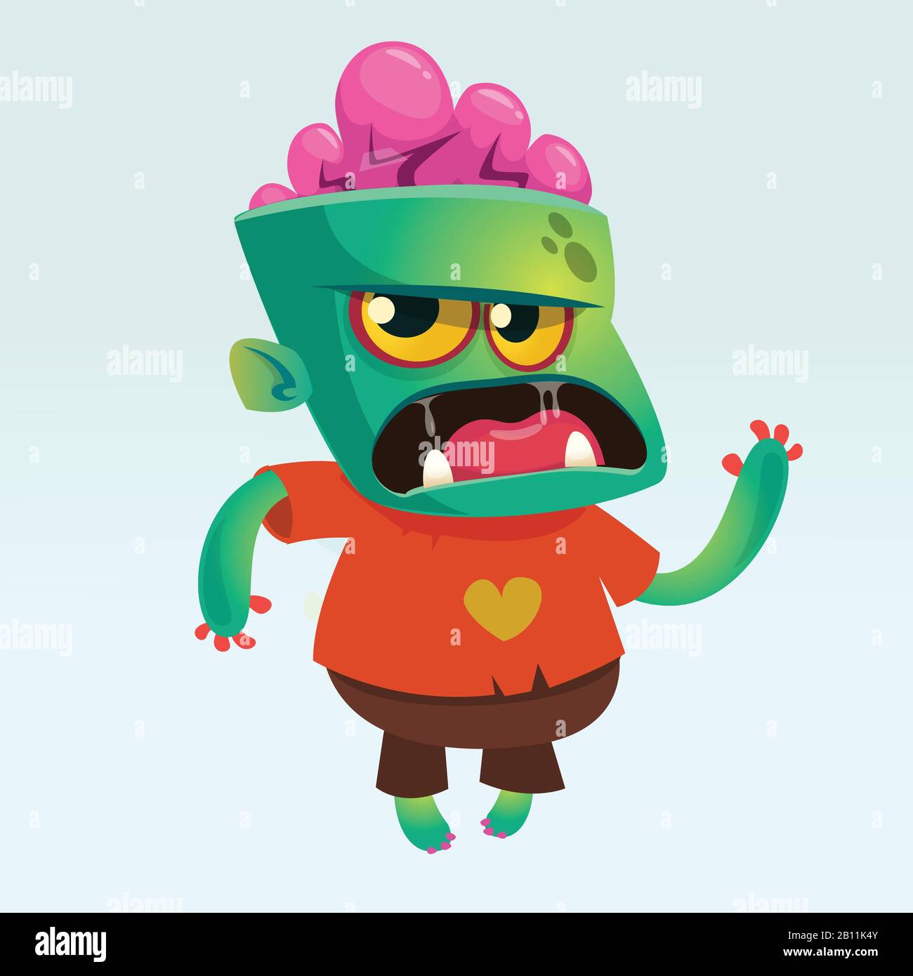 Cartoon angry cute zombie character design. Halloween vector ...