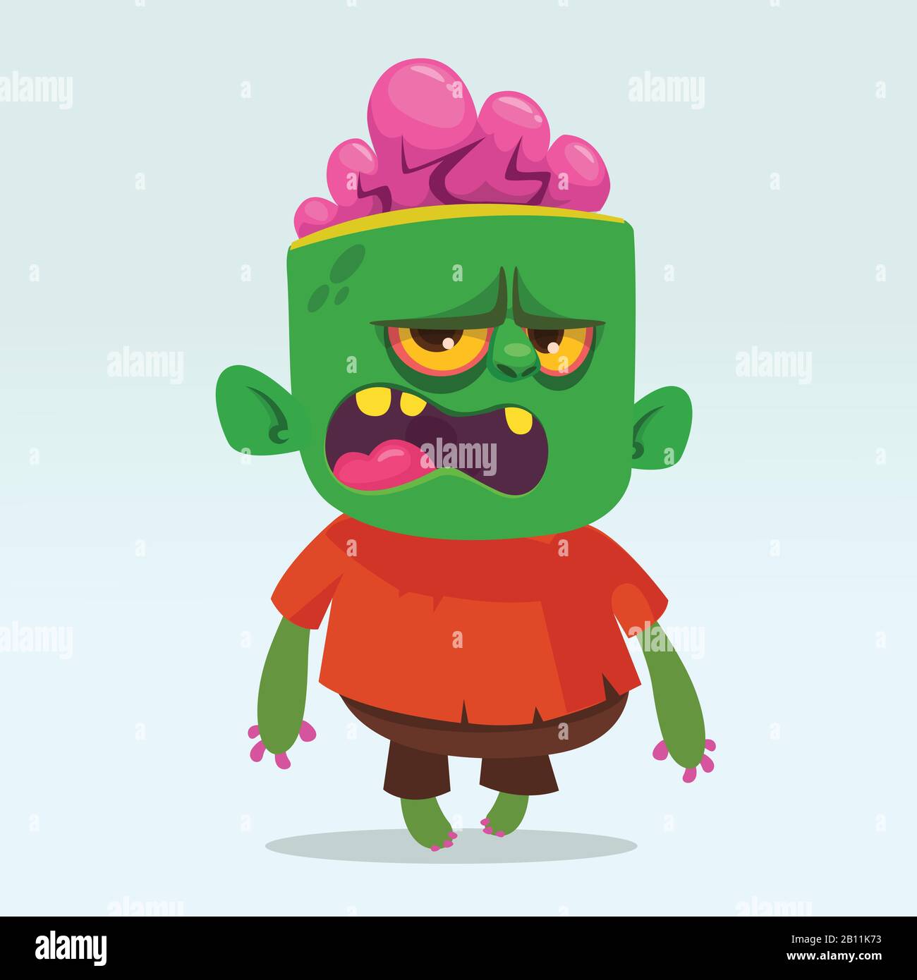 Cartoon angry cute zombie character design. Halloween vector ...