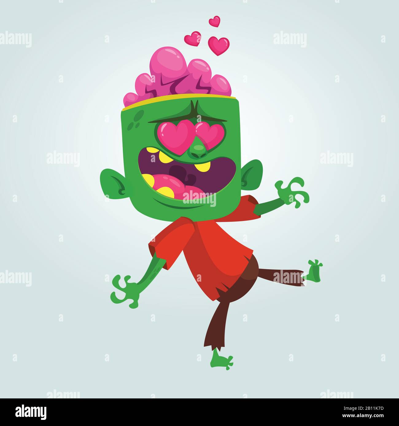 Cartoon funny zombie. Halloween vector illustration of angry zombie ...