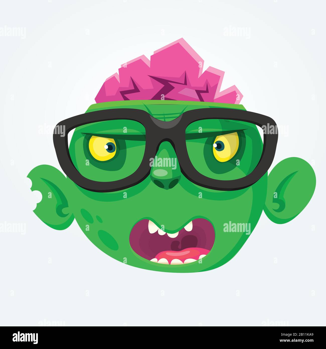 Cartoon funny zombie. Halloween vector illustration of angry zombie ...