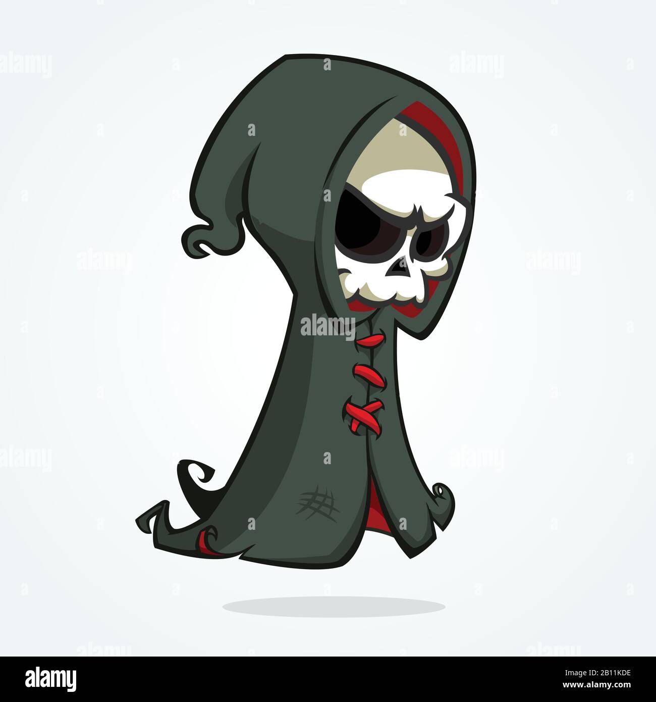 Cute cartoon grim reaper isolated on white. Cute Halloween skeleton ...
