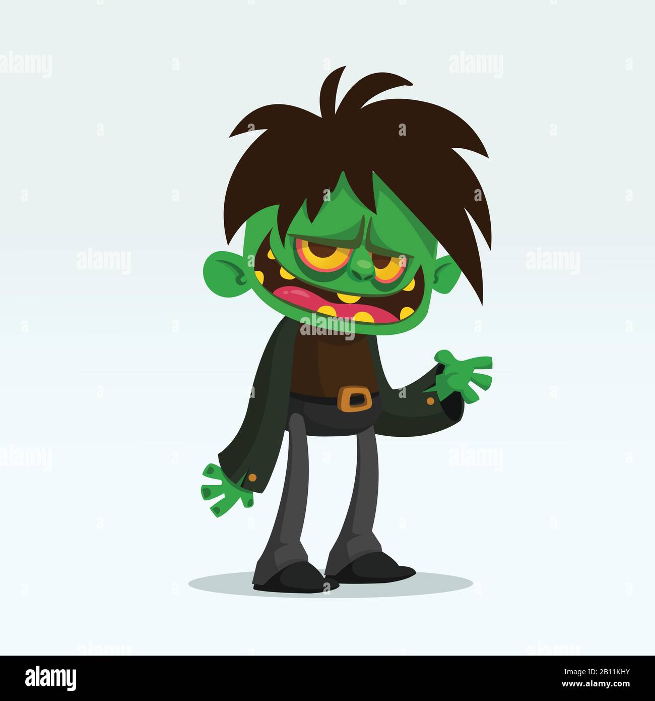 Cartoon funny zombie. Halloween vector illustration of angry zombie ...