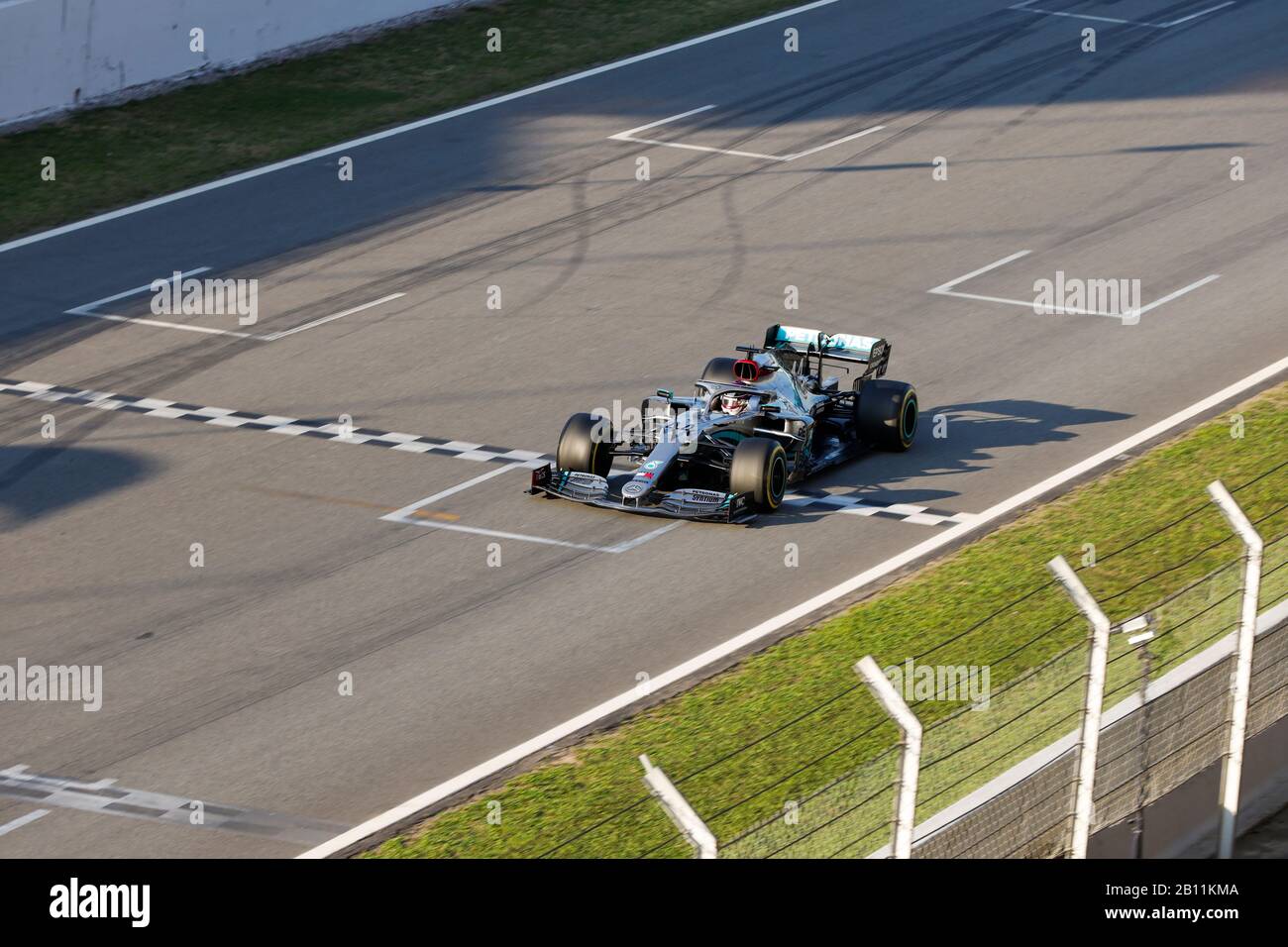 Lewis Hamilton driving for Mercedes AMG Petronas team at F1 Winter ...