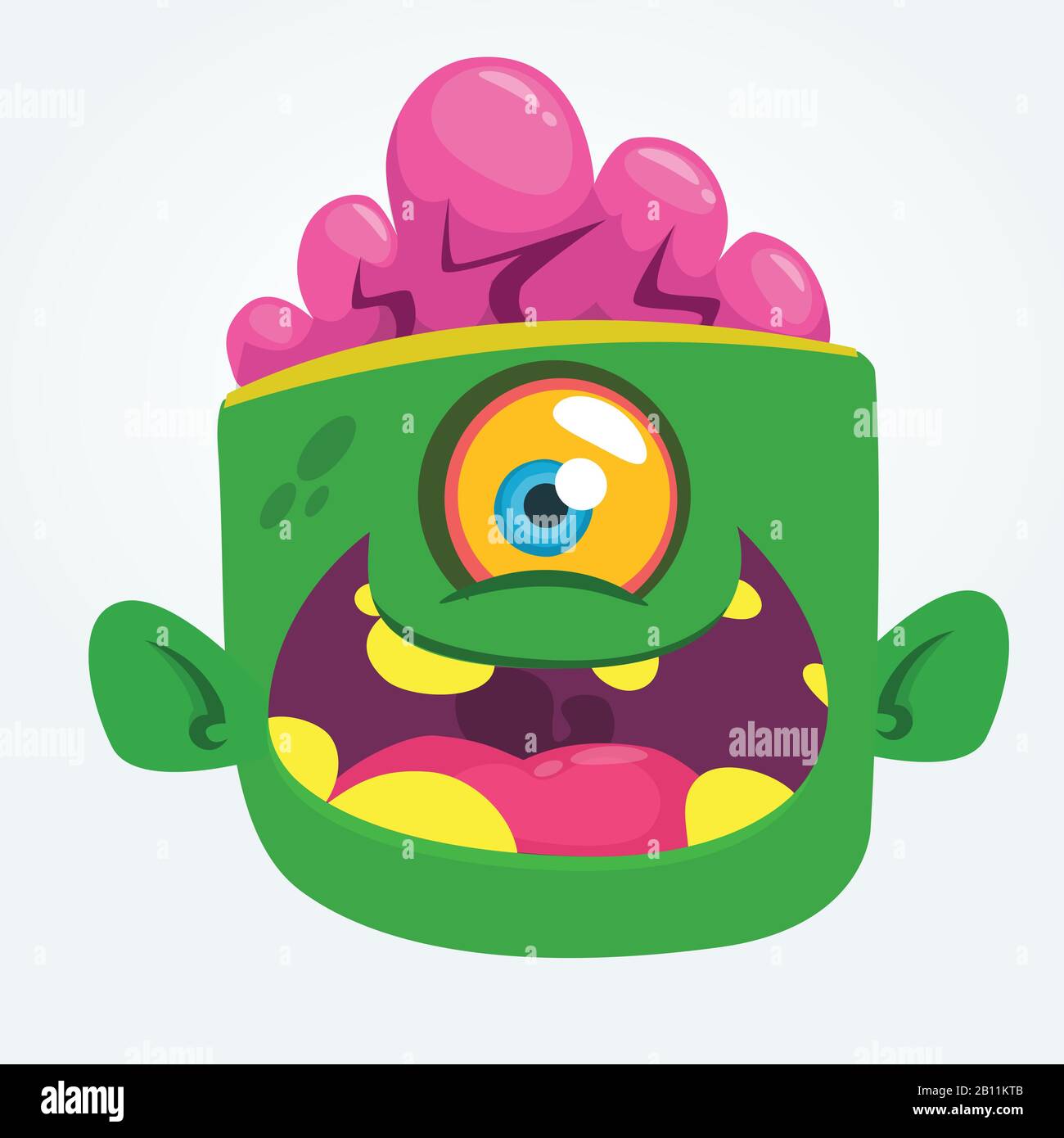 Cartoon funny zombie. Halloween vector illustration of angry zombie ...