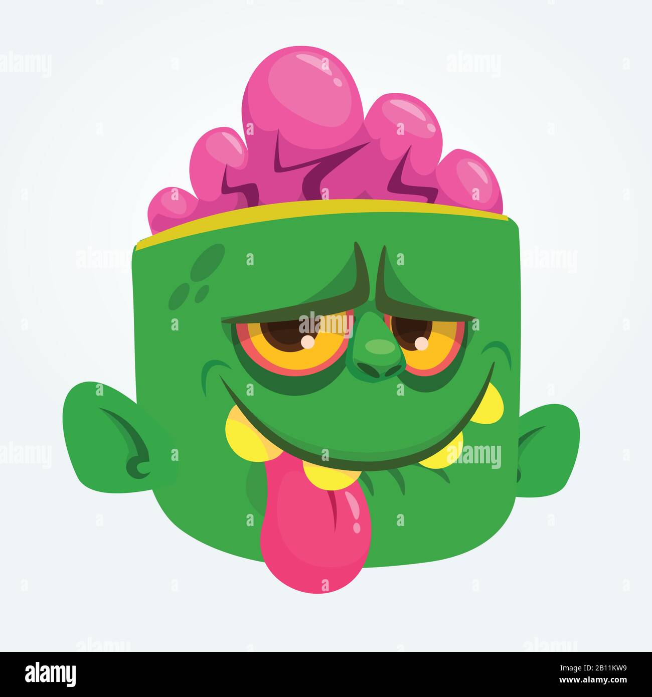 Cartoon funny zombie. Halloween vector illustration of angry zombie ...