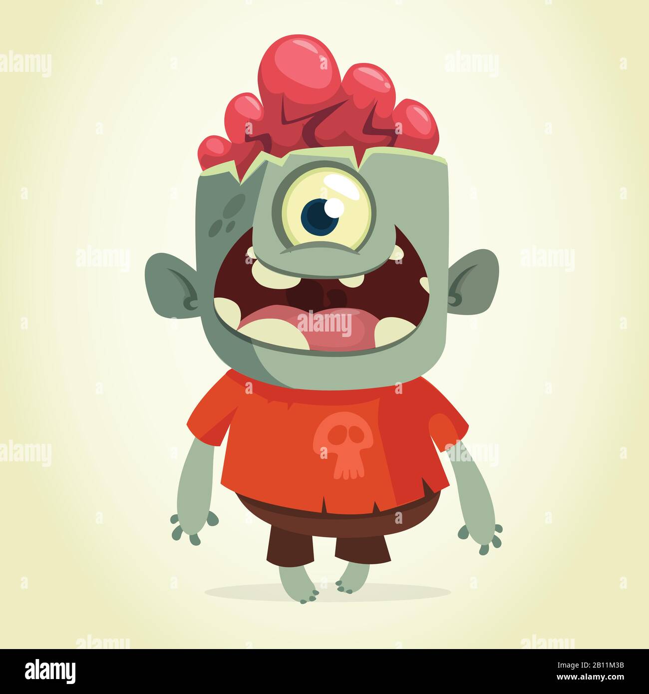Cartoon angry cute zombie character design. Halloween vector ...