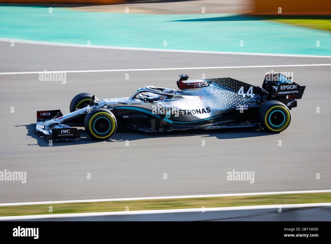 Lewis Hamilton driving for Mercedes AMG Petronas team at F1 Winter ...