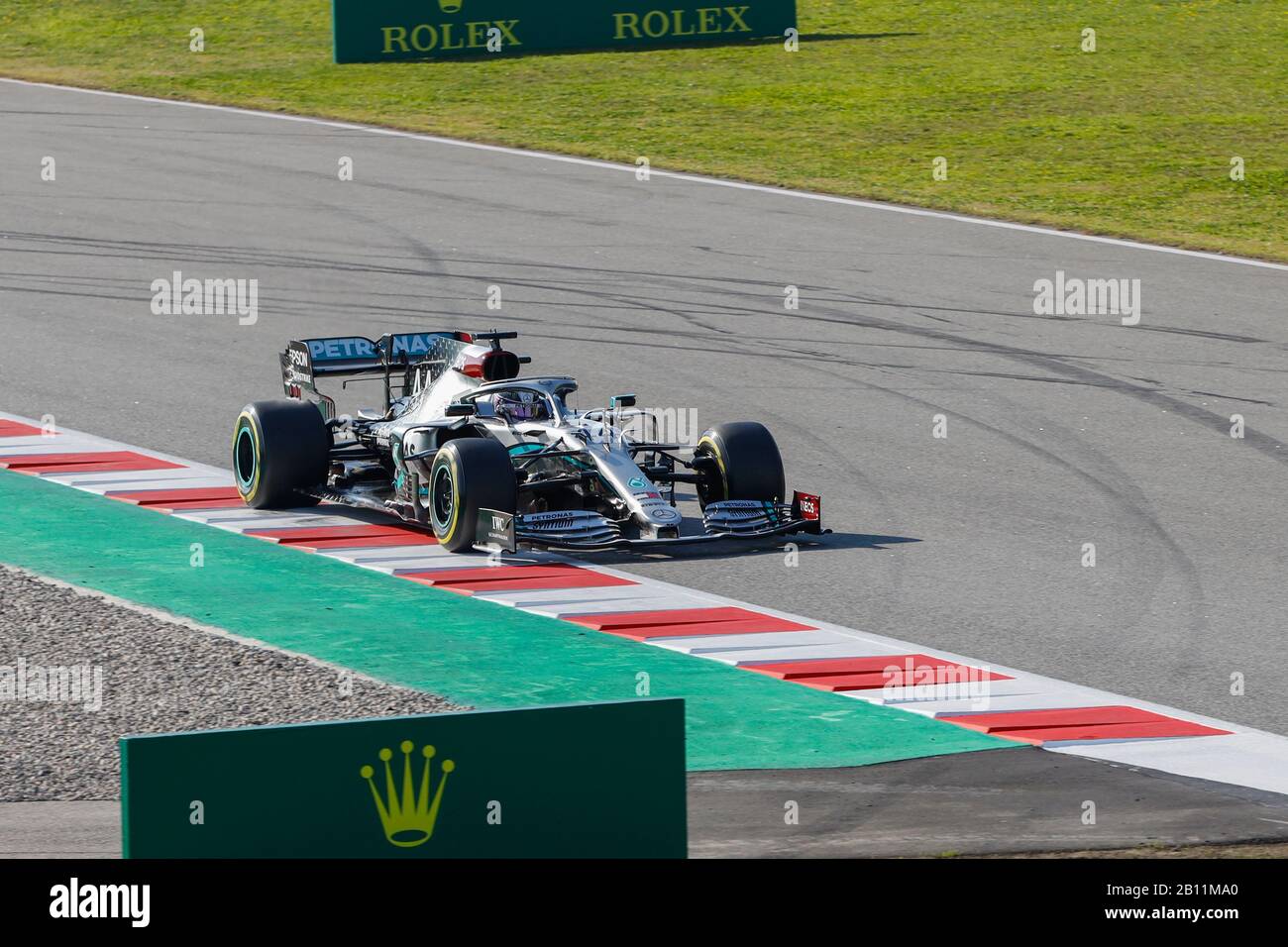 Lewis Hamilton driving for Mercedes AMG Petronas team at F1 Winter ...