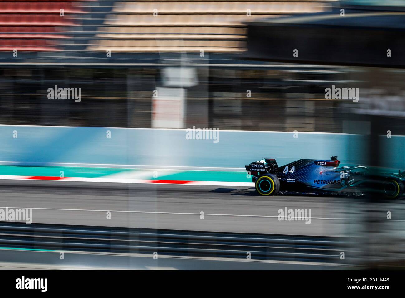 Lewis Hamilton driving for Mercedes team at F1 Winter Testing at ...