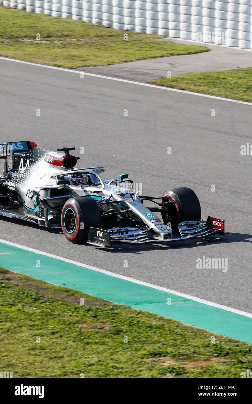 Lewis Hamilton driving for Mercedes AMG Petronas team at F1 Winter ...