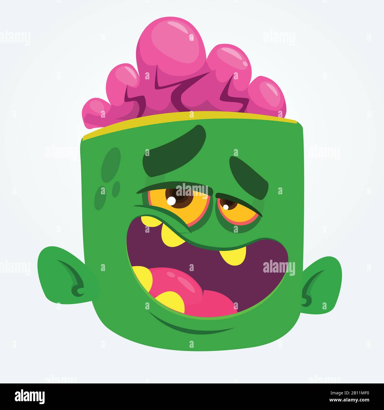 Cartoon funny zombie. Halloween vector illustration of angry zombie ...