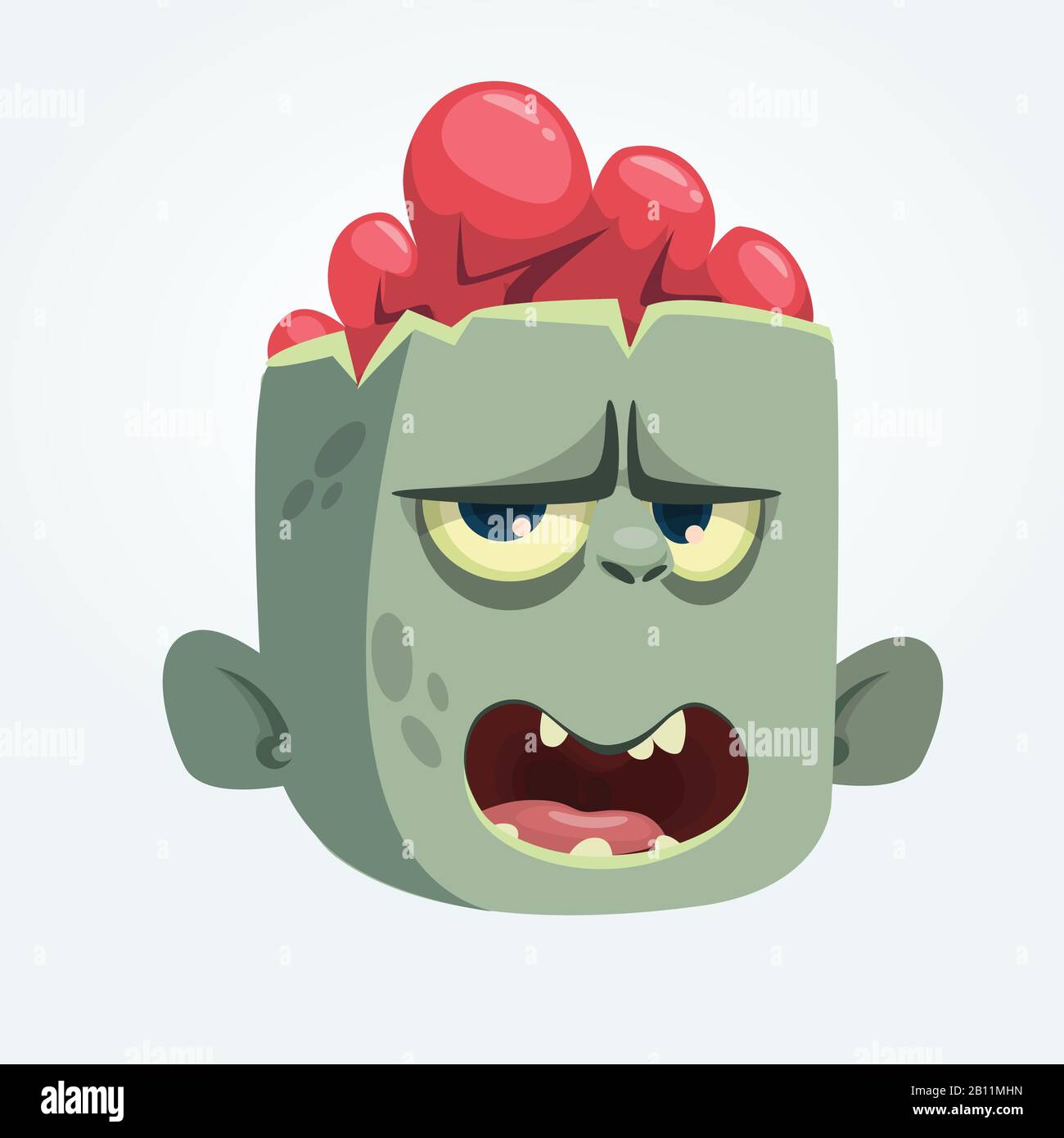 Cartoon funny zombie. Halloween vector illustration of angry zombie ...