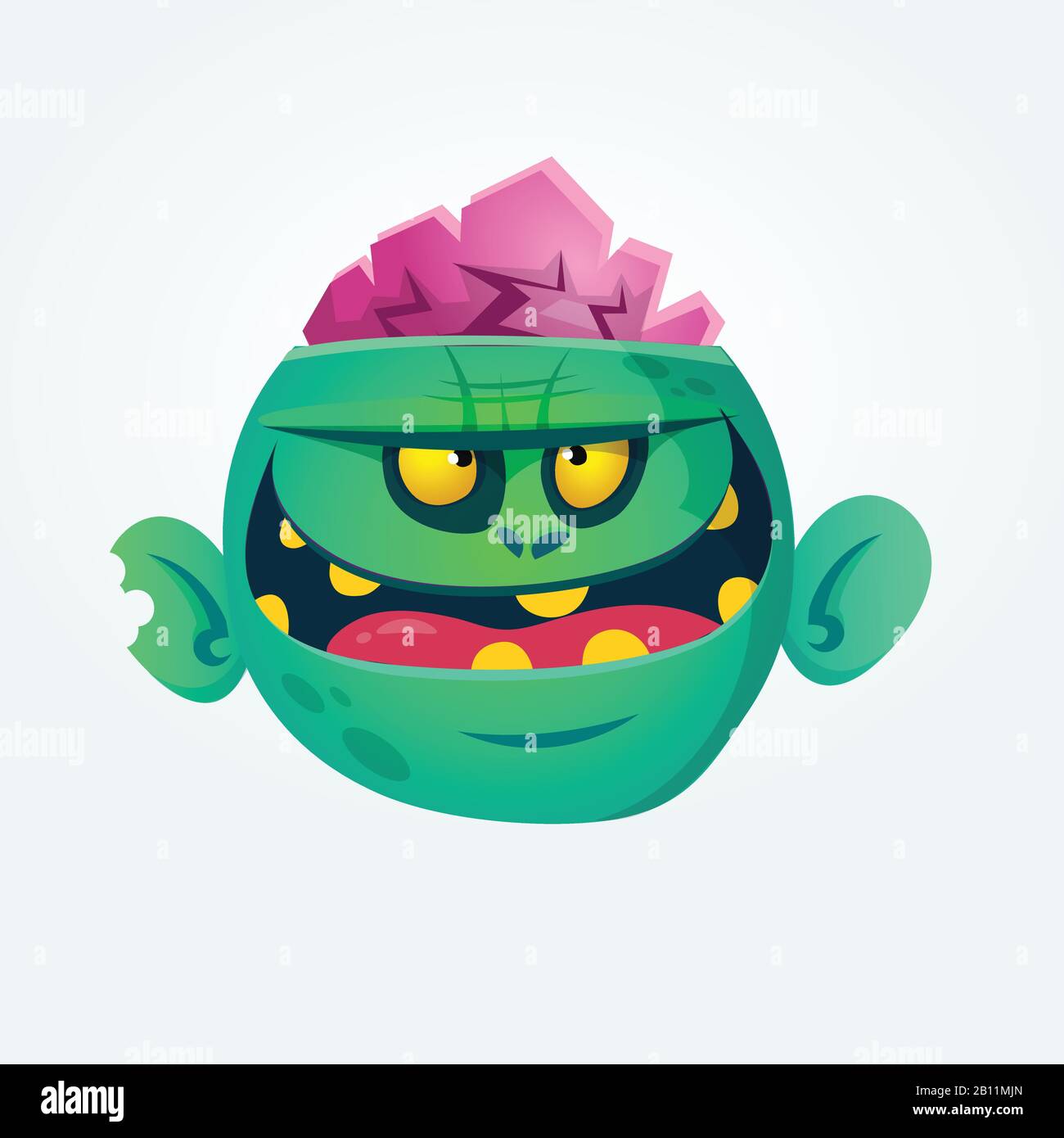 Cartoon angry cute zombie character design. Halloween vector ...