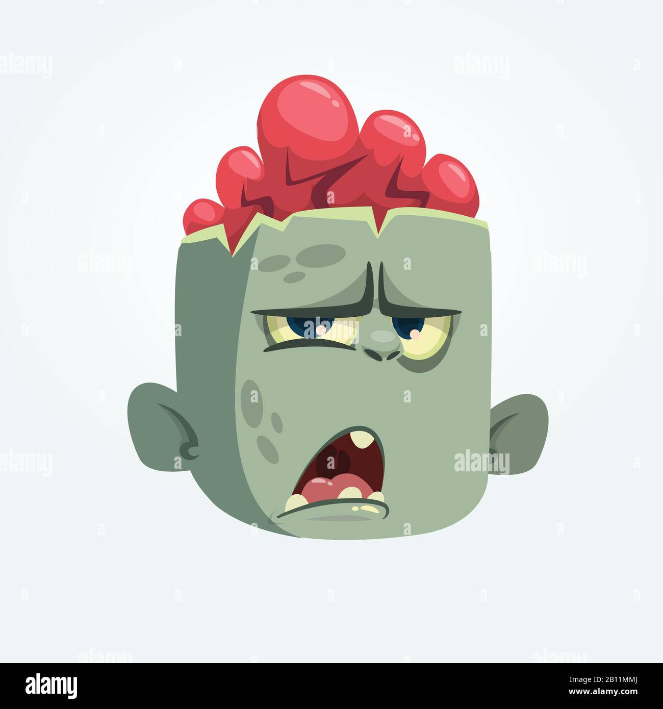 Cartoon funny zombie. Halloween vector illustration of angry zombie ...