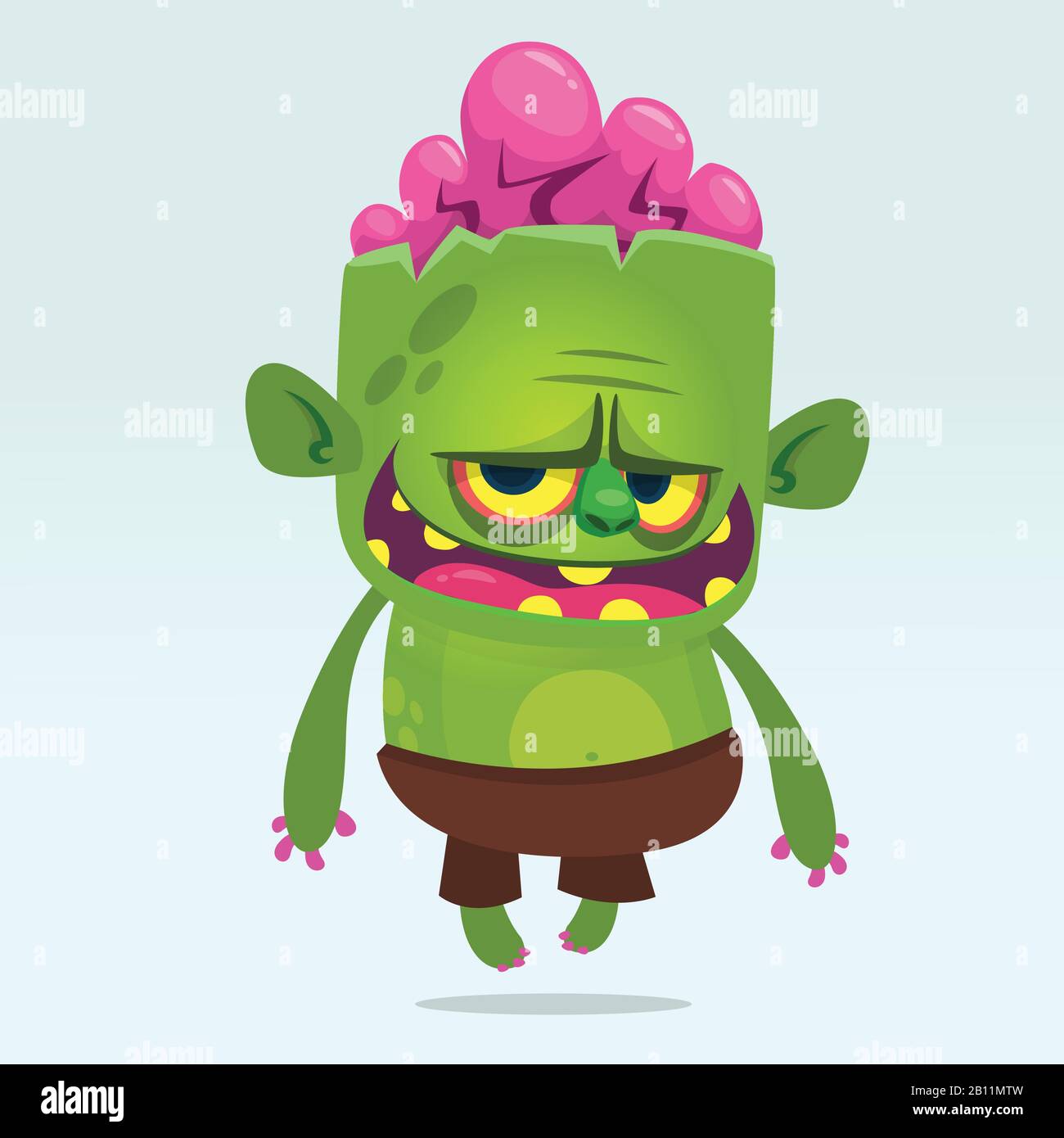 Cartoon funny zombie. Halloween vector illustration of angry zombie ...