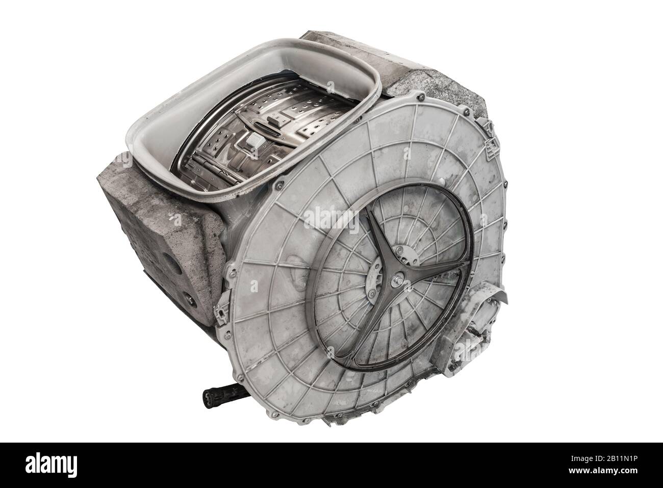 Damaged washing machine tank isolated on white background Stock Photo ...