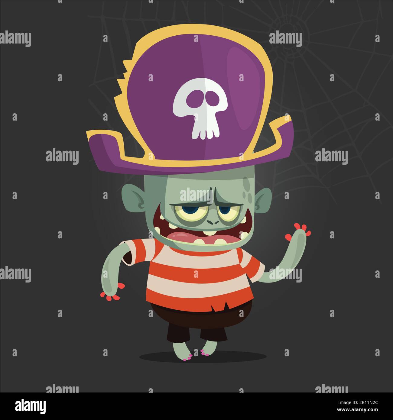Vector illustration of Cartoon Pirate zombie. Halloween zombie mascot ...