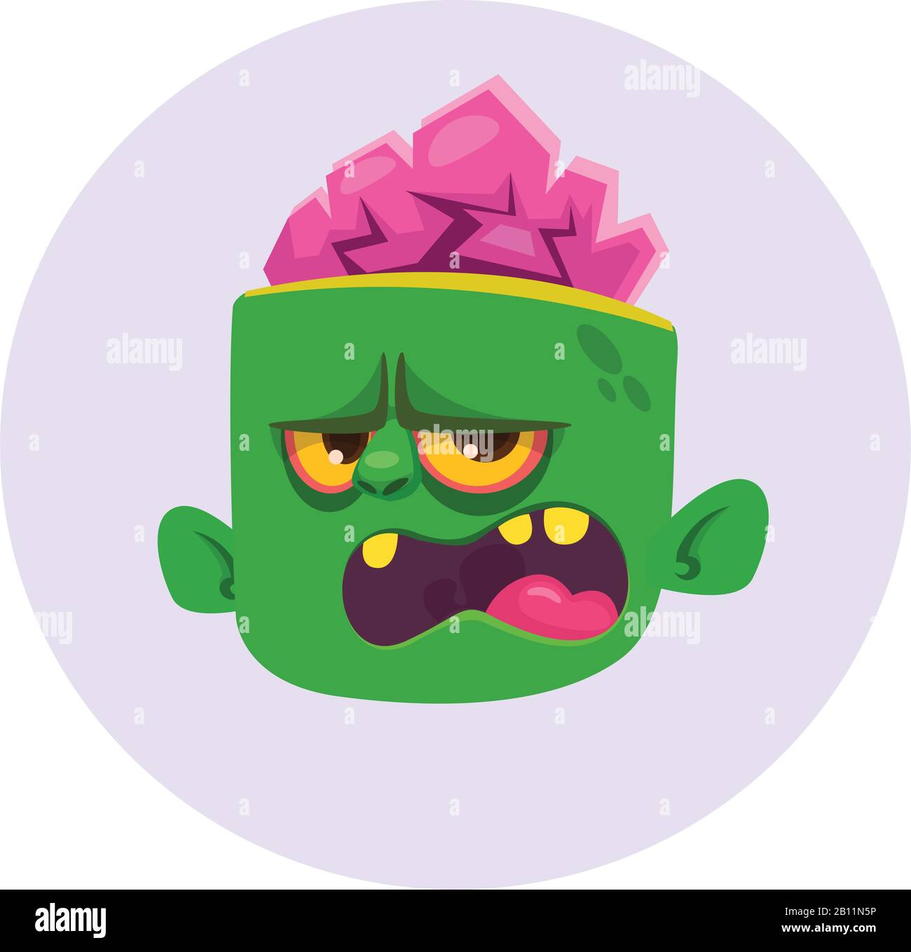 Funny Zombie Head Cartoon Character. Halloween vector illustration ...