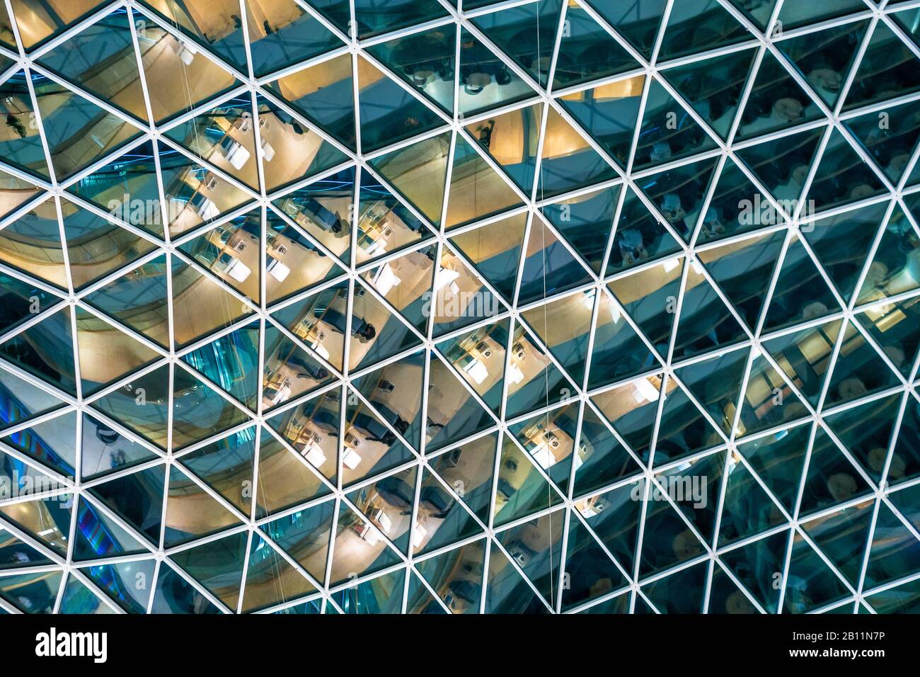 abstract architecture night irregular ceiling window pattern with many ...