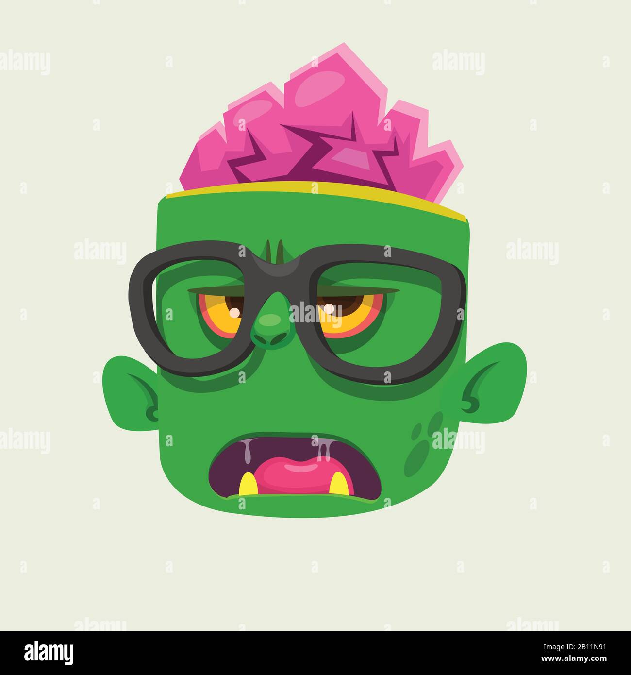 Cartoon funny zombie. Halloween vector illustration of angry zombie ...