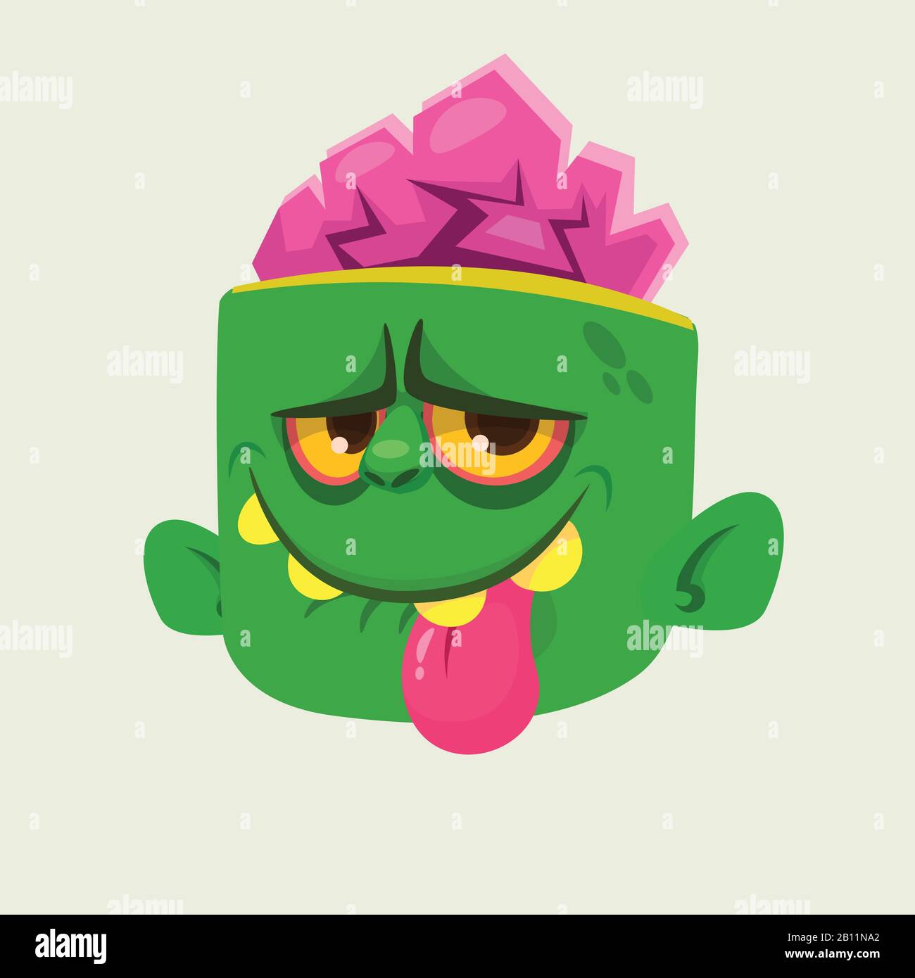 Cartoon Cute Happy Zombie Head showing tongue and smiling. Vector ...