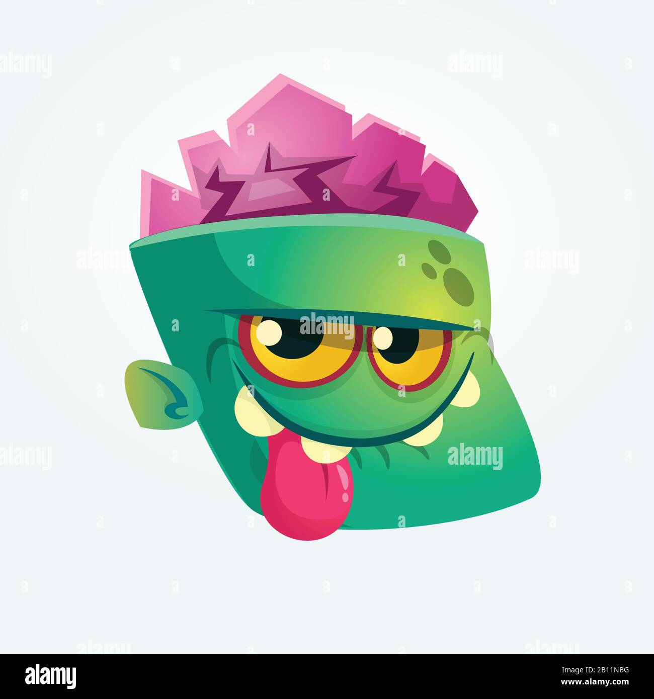 Cute Happy Zombie Head Cartoon Character showing tongue and smiling ...
