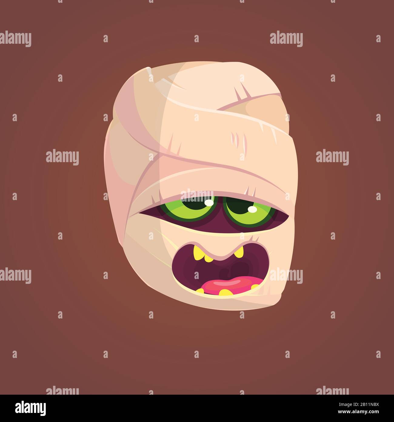 Cute mummy screaming head. Halloween vector illustration. Mummy face ...