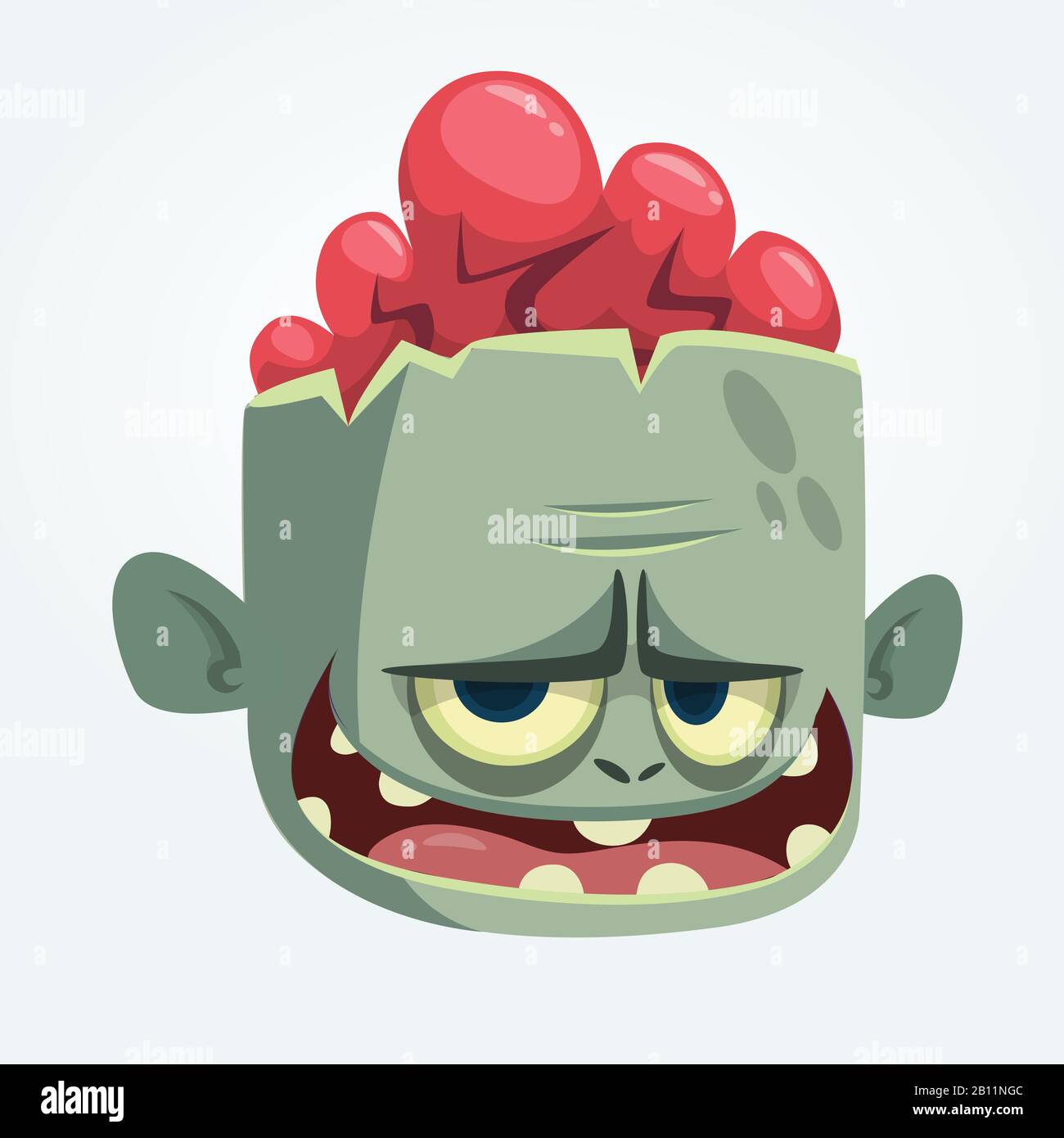 Cartoon funny gray zombie head. Vector illustration Stock Vector Image ...