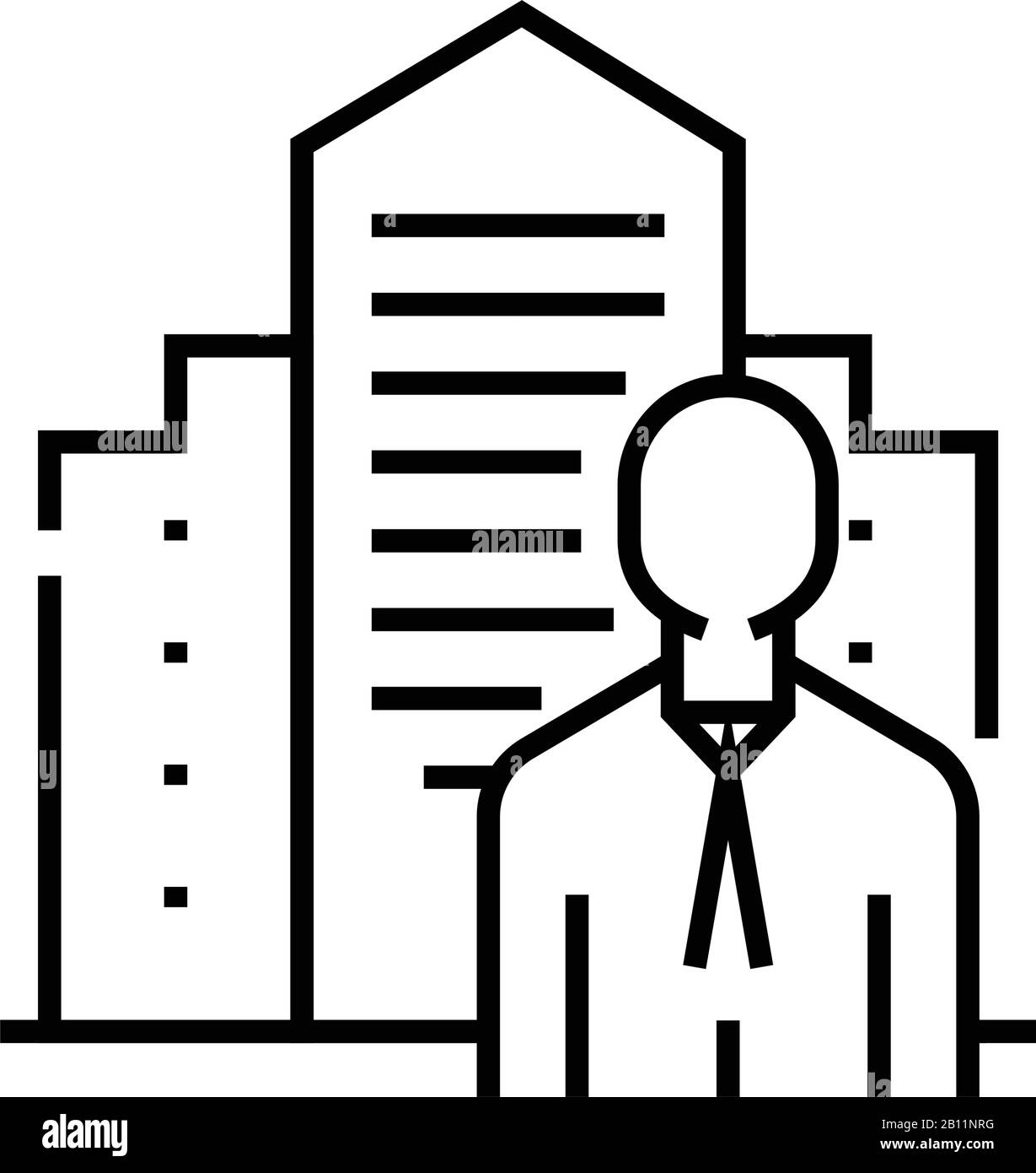 Business worker line icon, concept sign, outline vector illustration ...