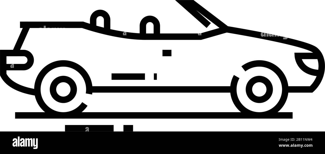 Cabriolet car line icon, concept sign, outline vector illustration ...